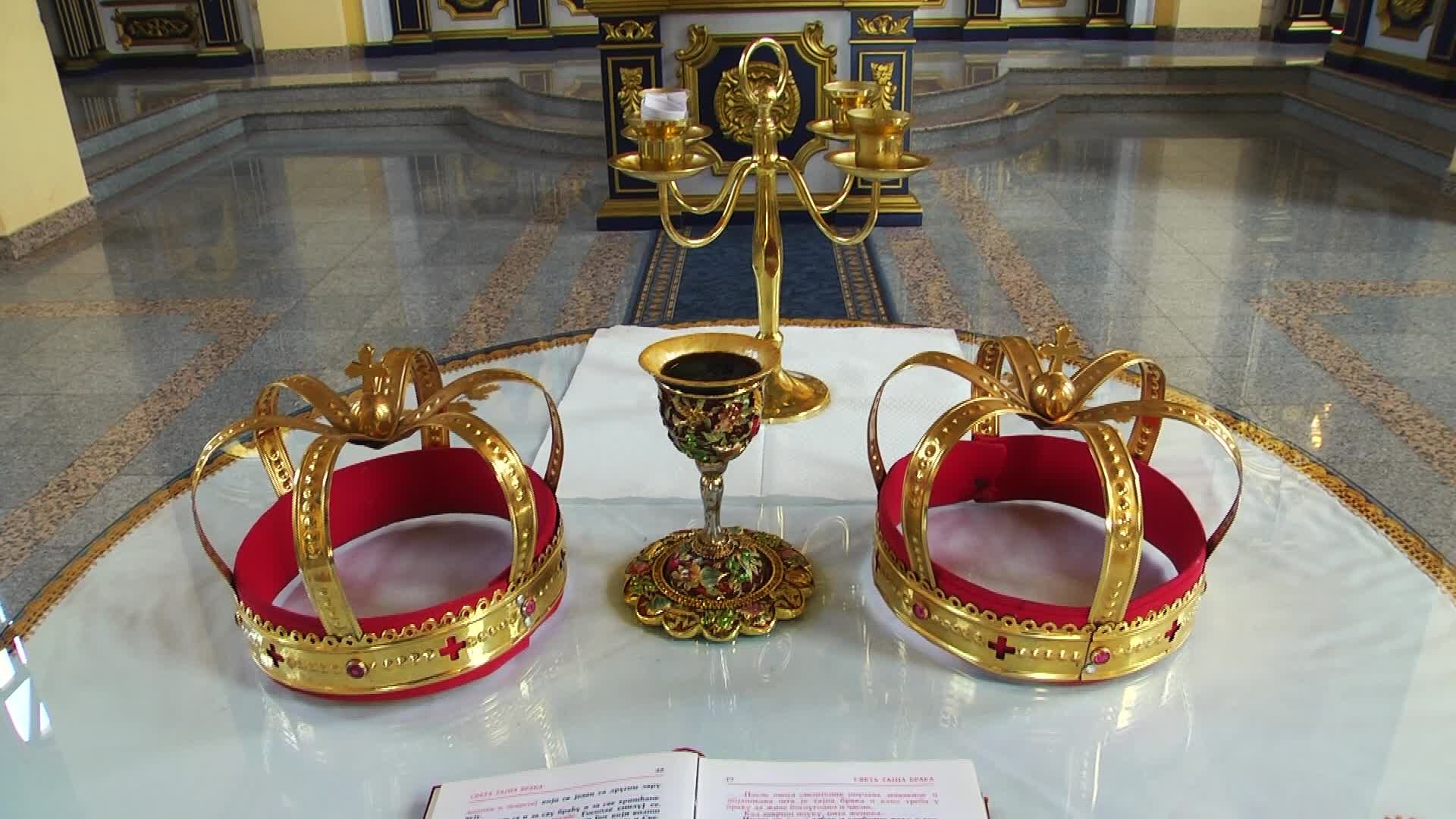 Elegant Display of Ornate Crowns in Church Setting Free Stock Video ...