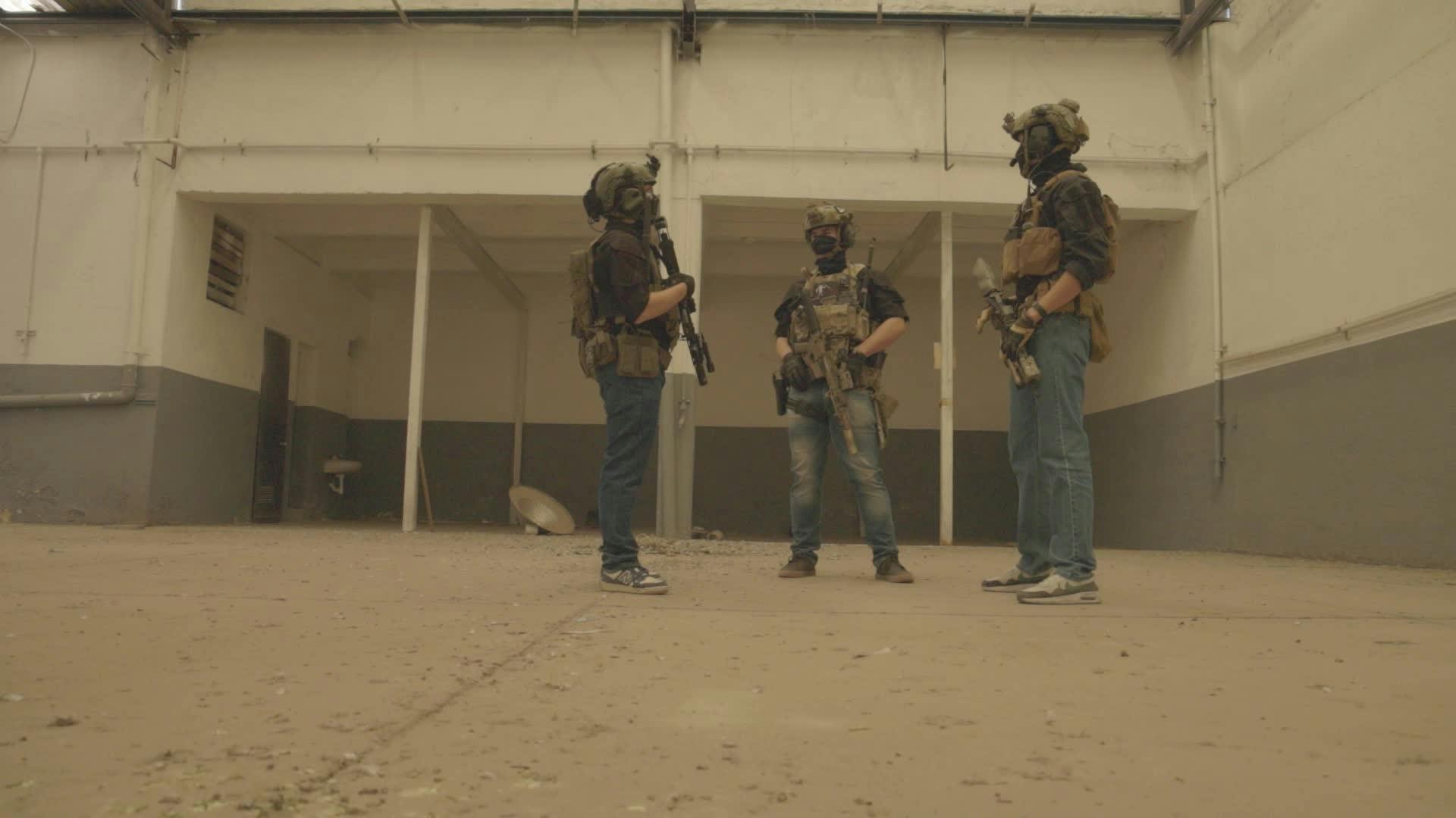 Military Training Exercise in Industrial Warehouse Free Stock Video ...