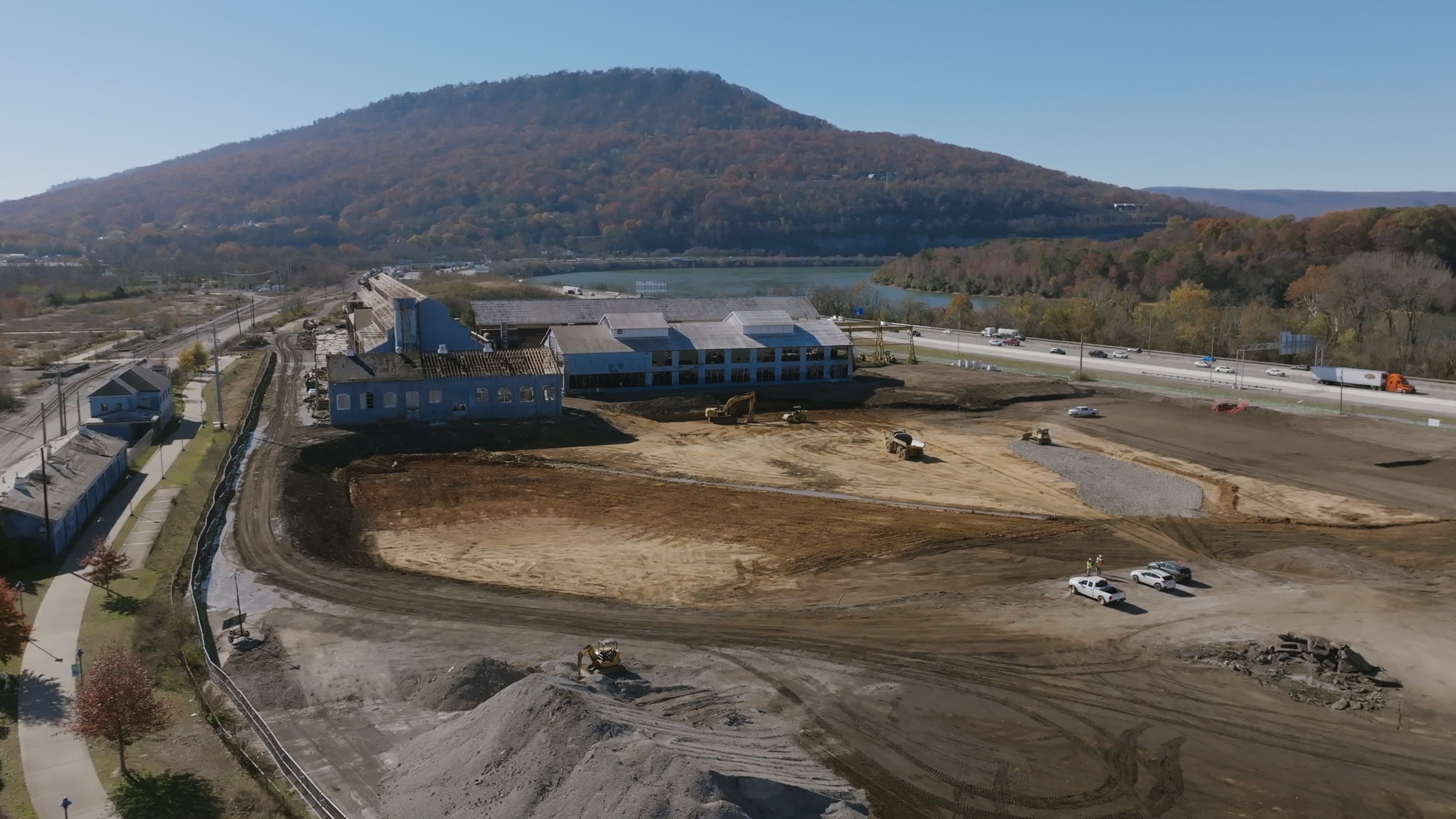 Aerial View of Scenic Mountain Construction Site Free Stock Video ...