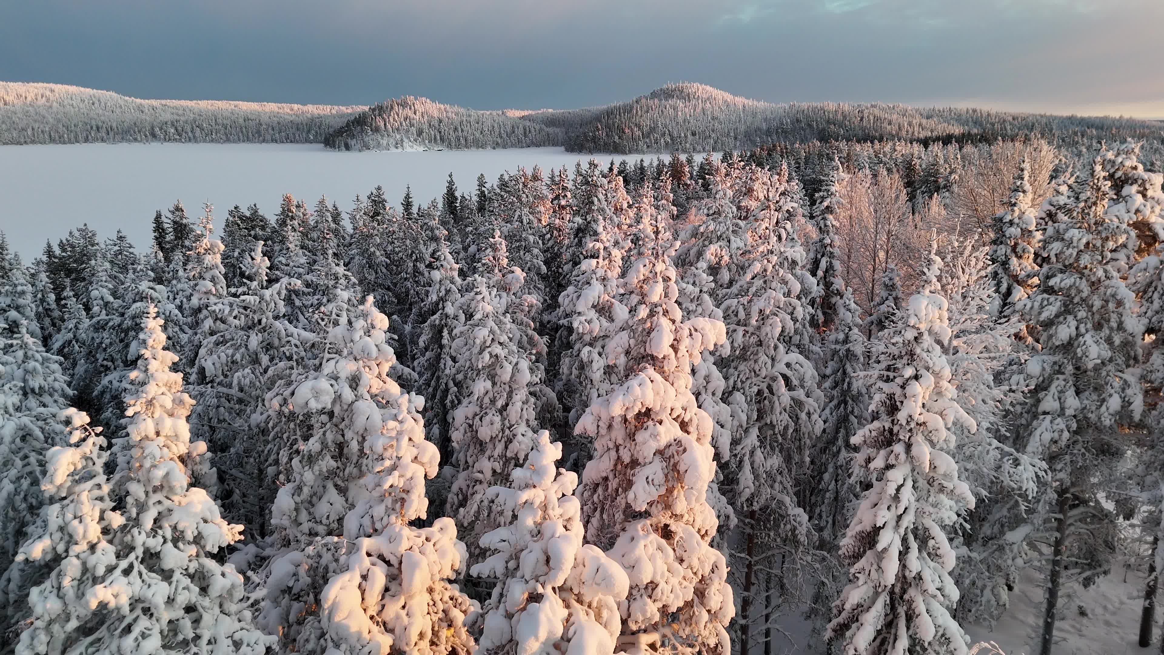 Aerial View of Snowy Finnish Winter Wonderland Free Stock Video Footage ...
