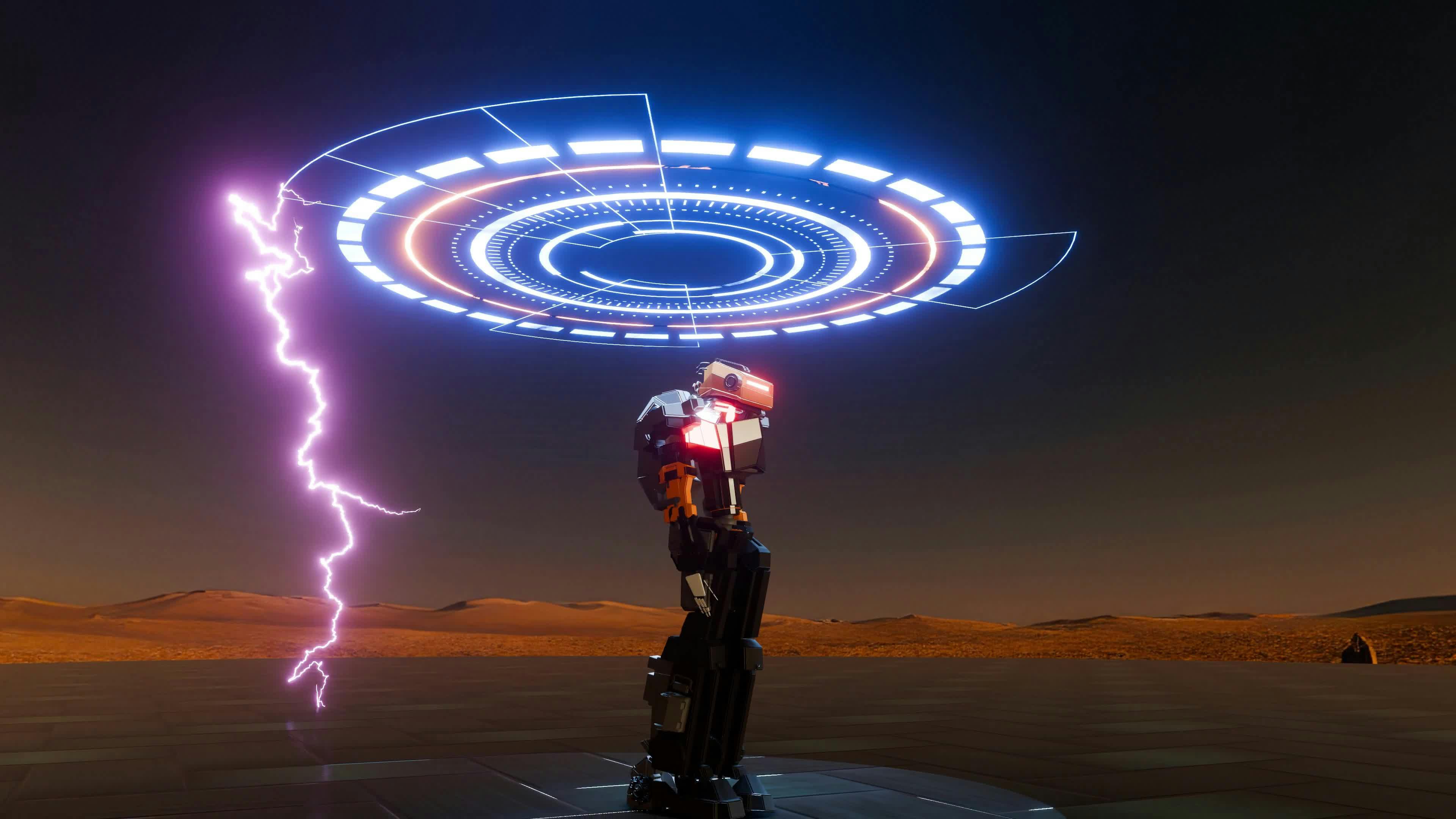 Futuristic Robot Dancing in Lightning Show Free Stock Video Footage ...