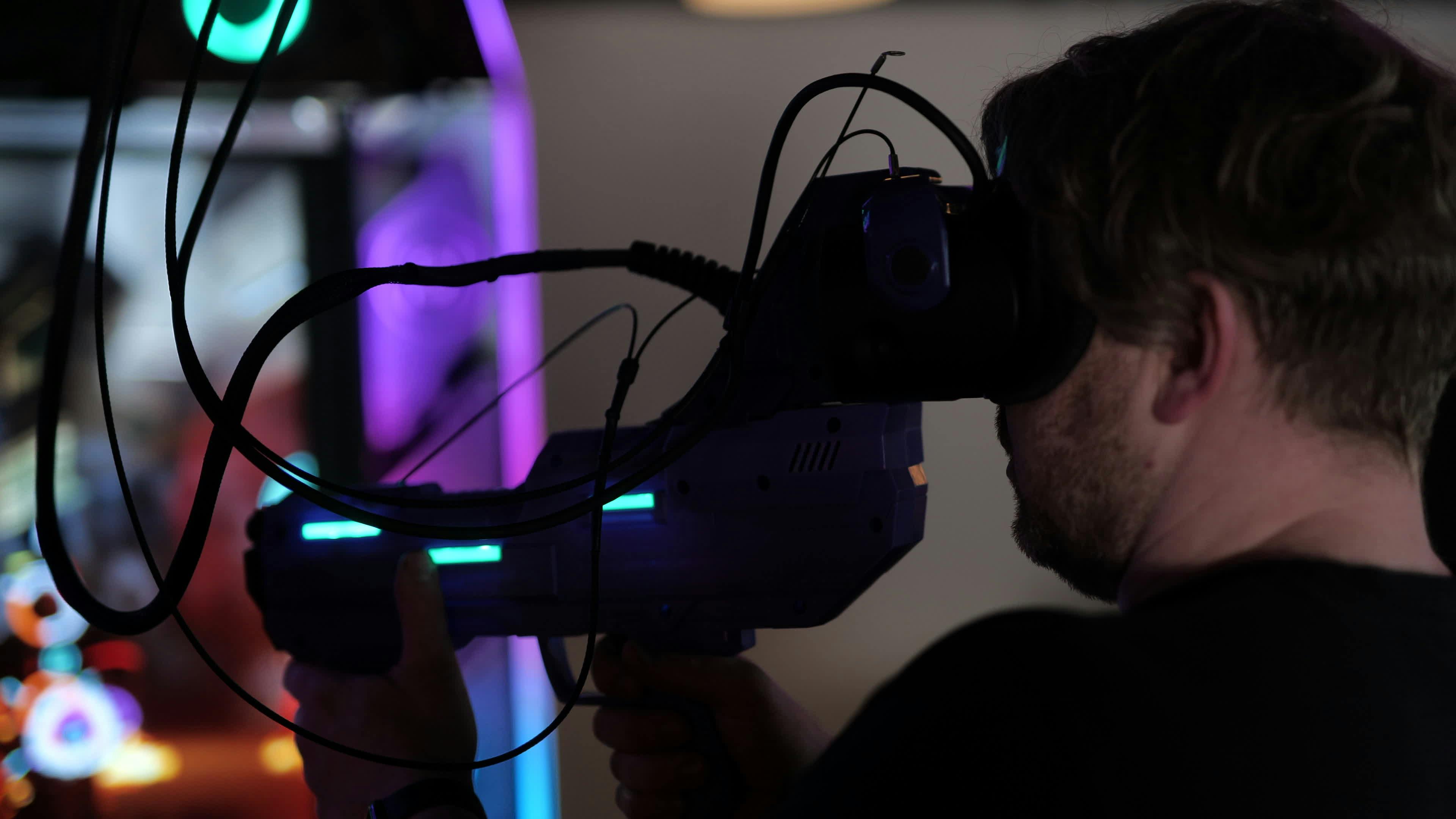 Immersive Arcade VR Shooting Experience Free Stock Video Footage ...