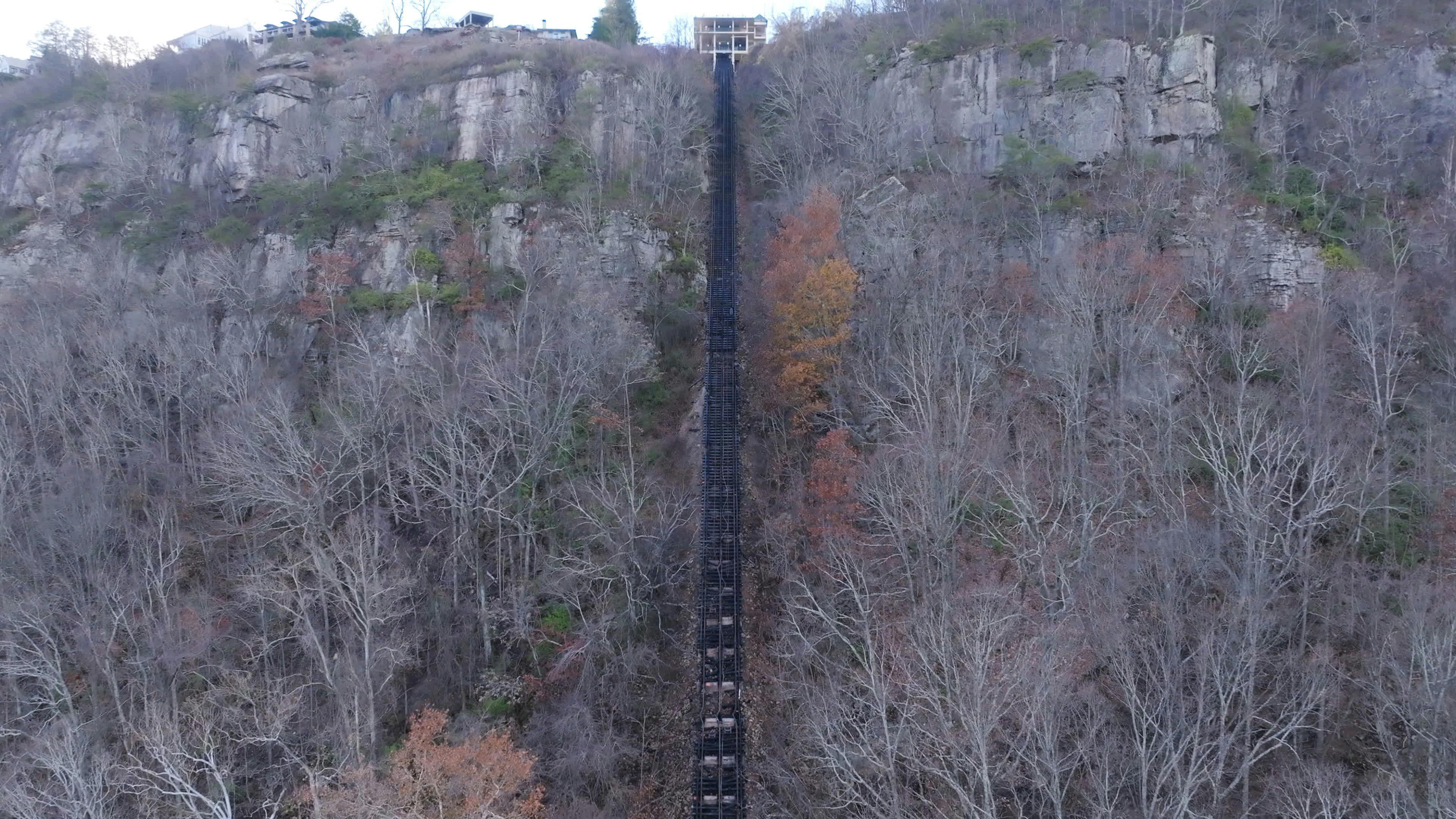Aerial view of steep cliffside incline railway Free Stock Video Footage ...