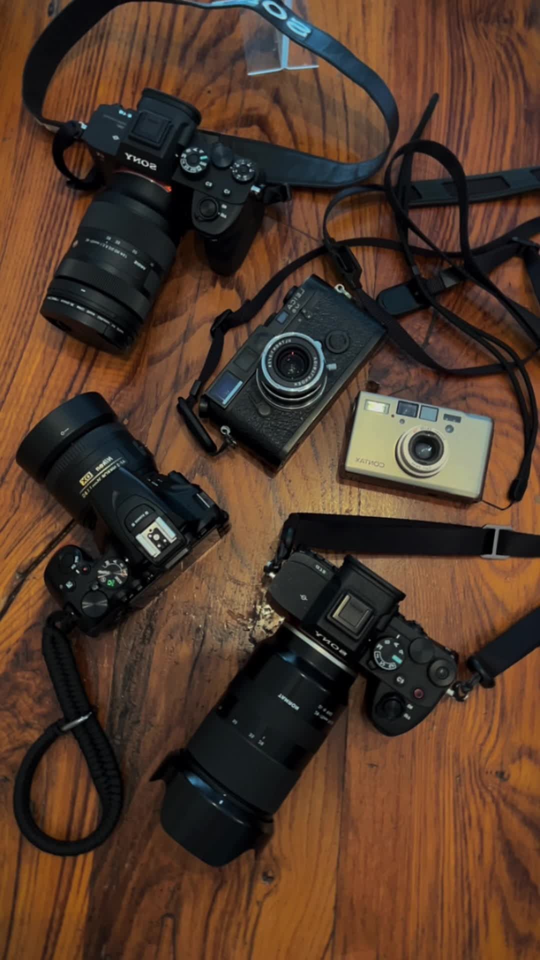 Vintage and Modern Cameras on Wooden Surface Free Stock Video Footage ...