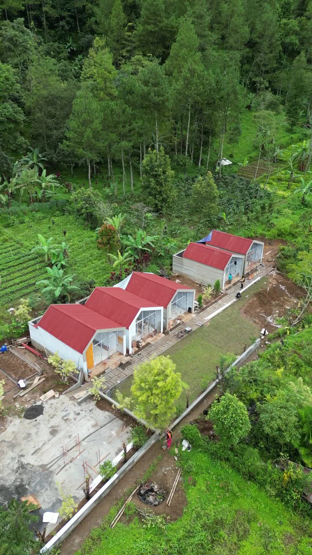 Drone Aerial View of Scenic Countryside Cottages Free Stock Video ...