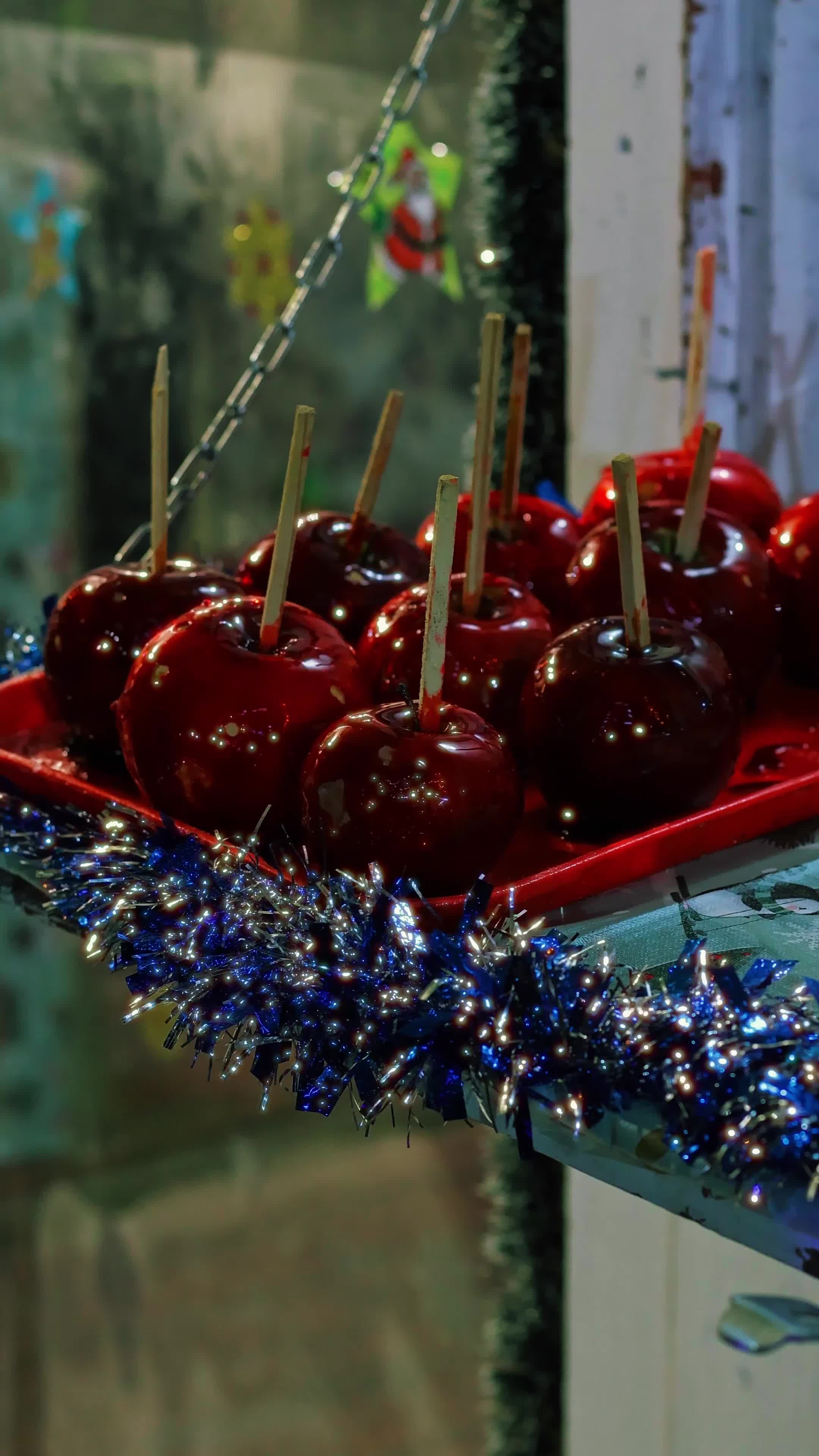 Delicious Candy Apples on Display in Festive Setting Free Stock Video ...