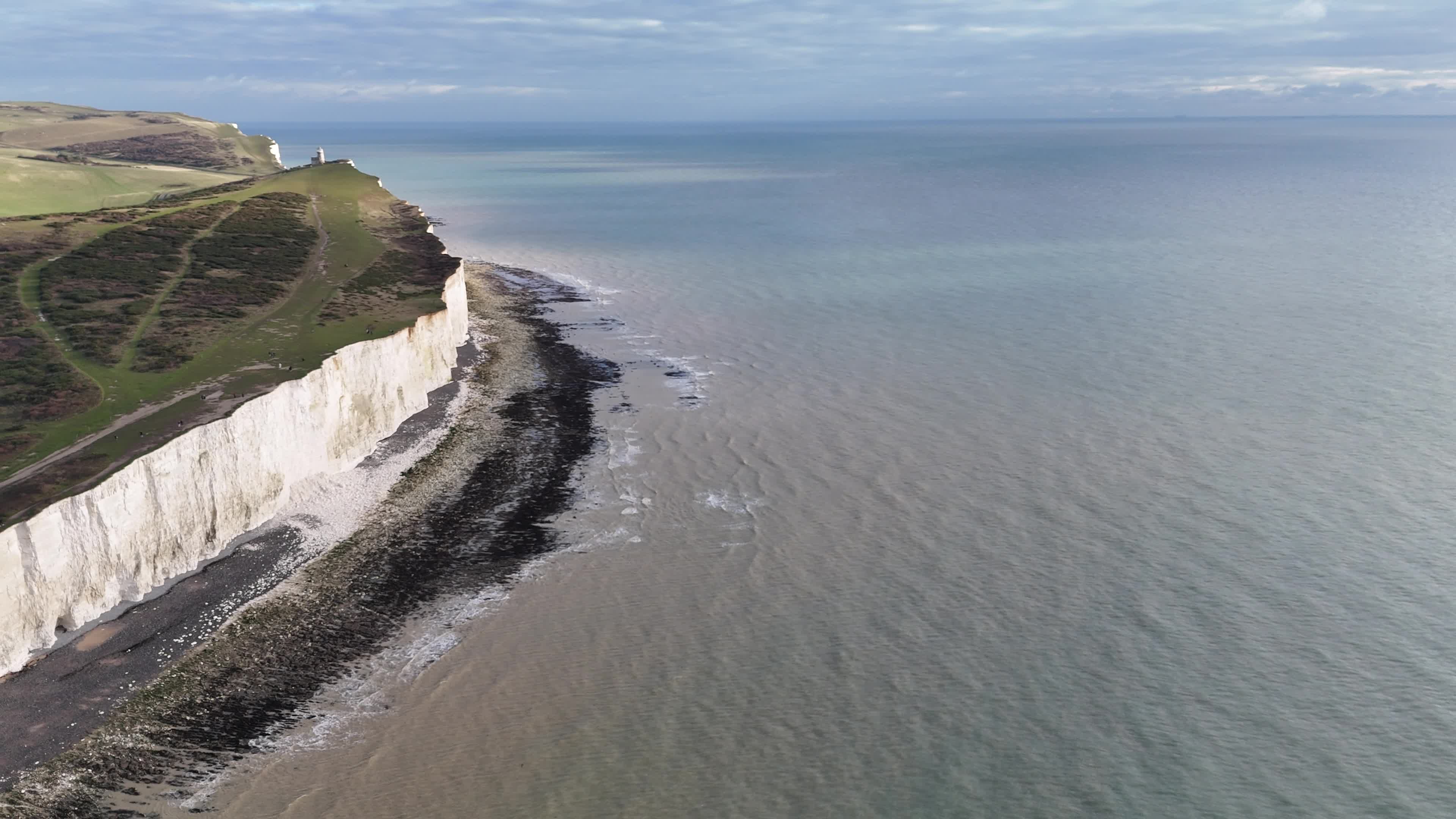 Aerial View of Iconic White Cliffs Coastal Landscape Free Stock Video ...