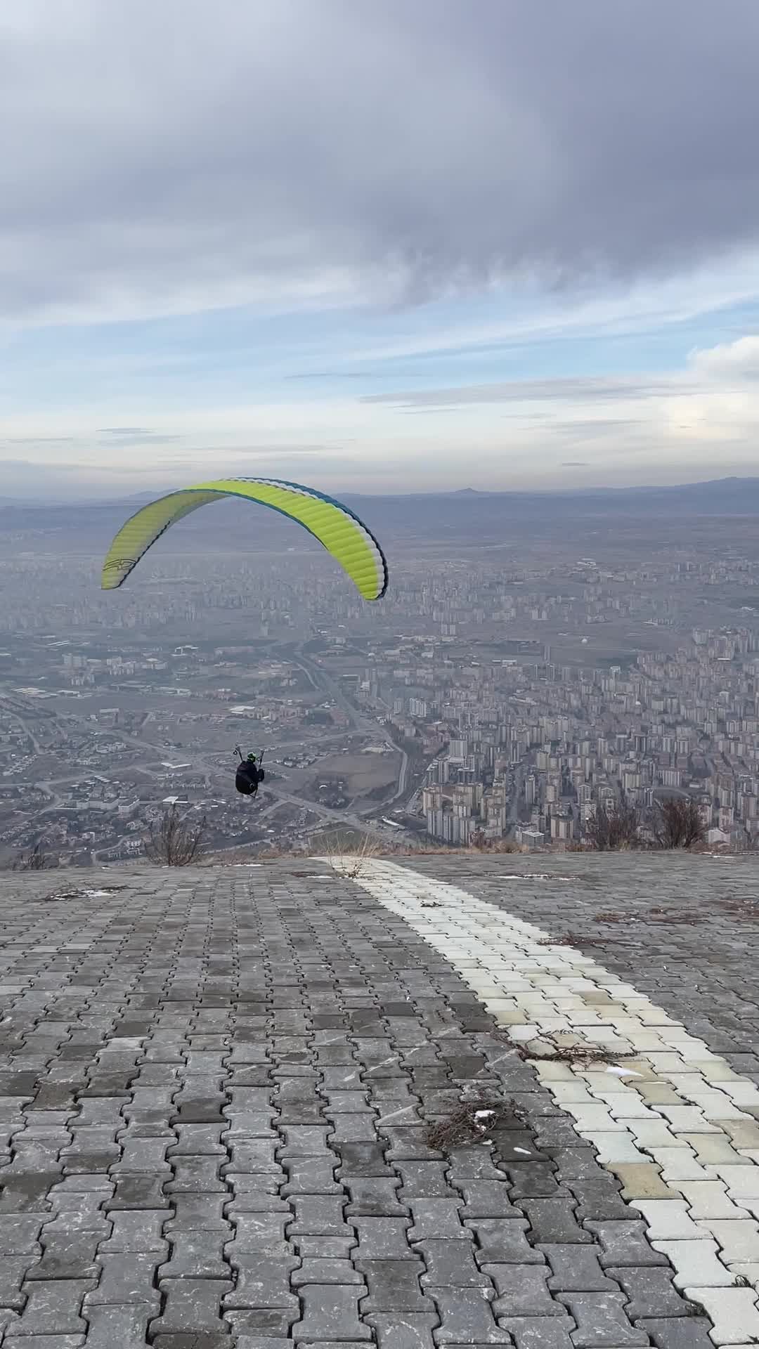 Exciting Paragliding Launch Over Cityscape Free Stock Video Footage ...