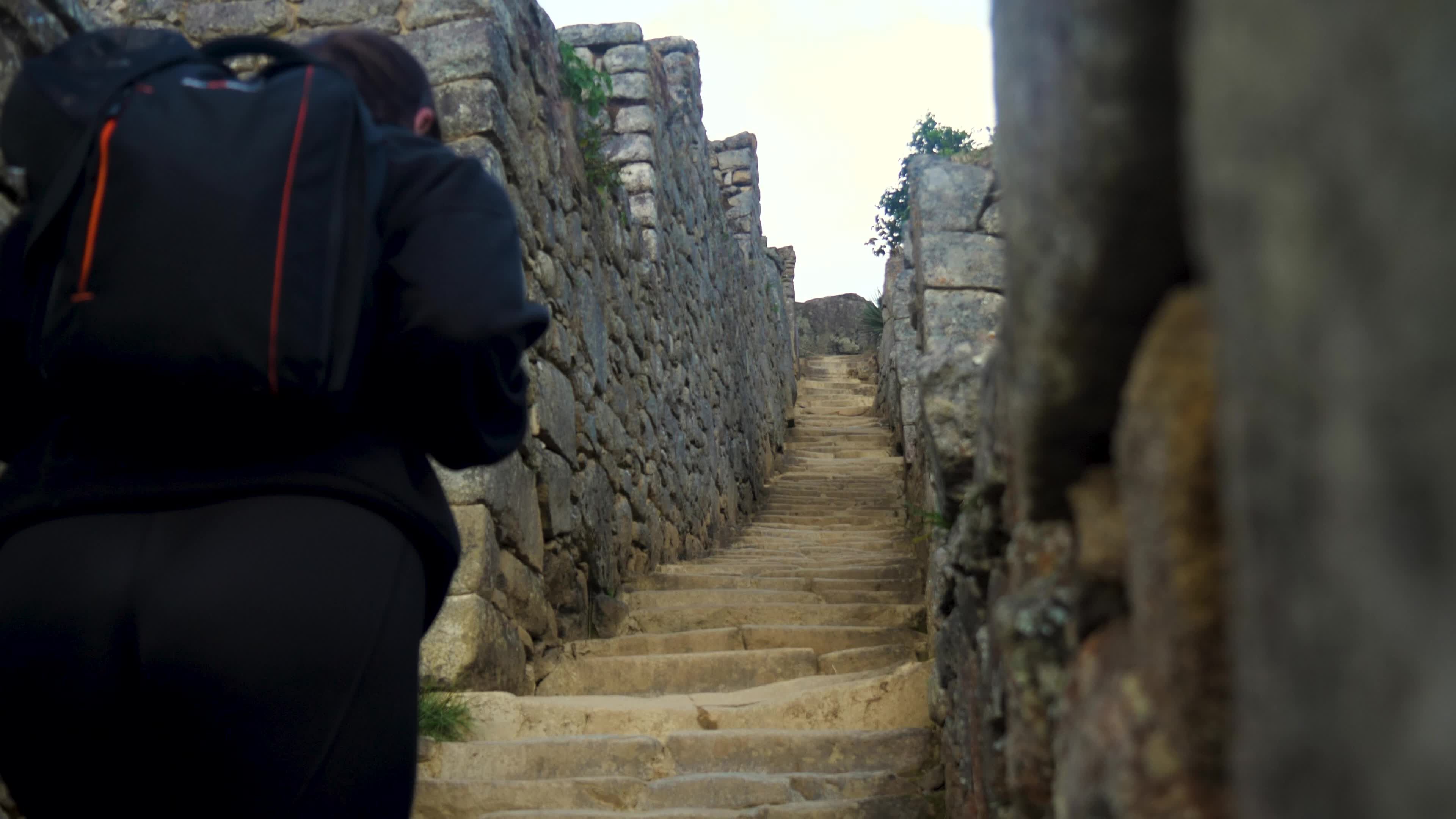 Exploring Ancient Stone Pathway Machu Picchu Free Stock Video Footage ...