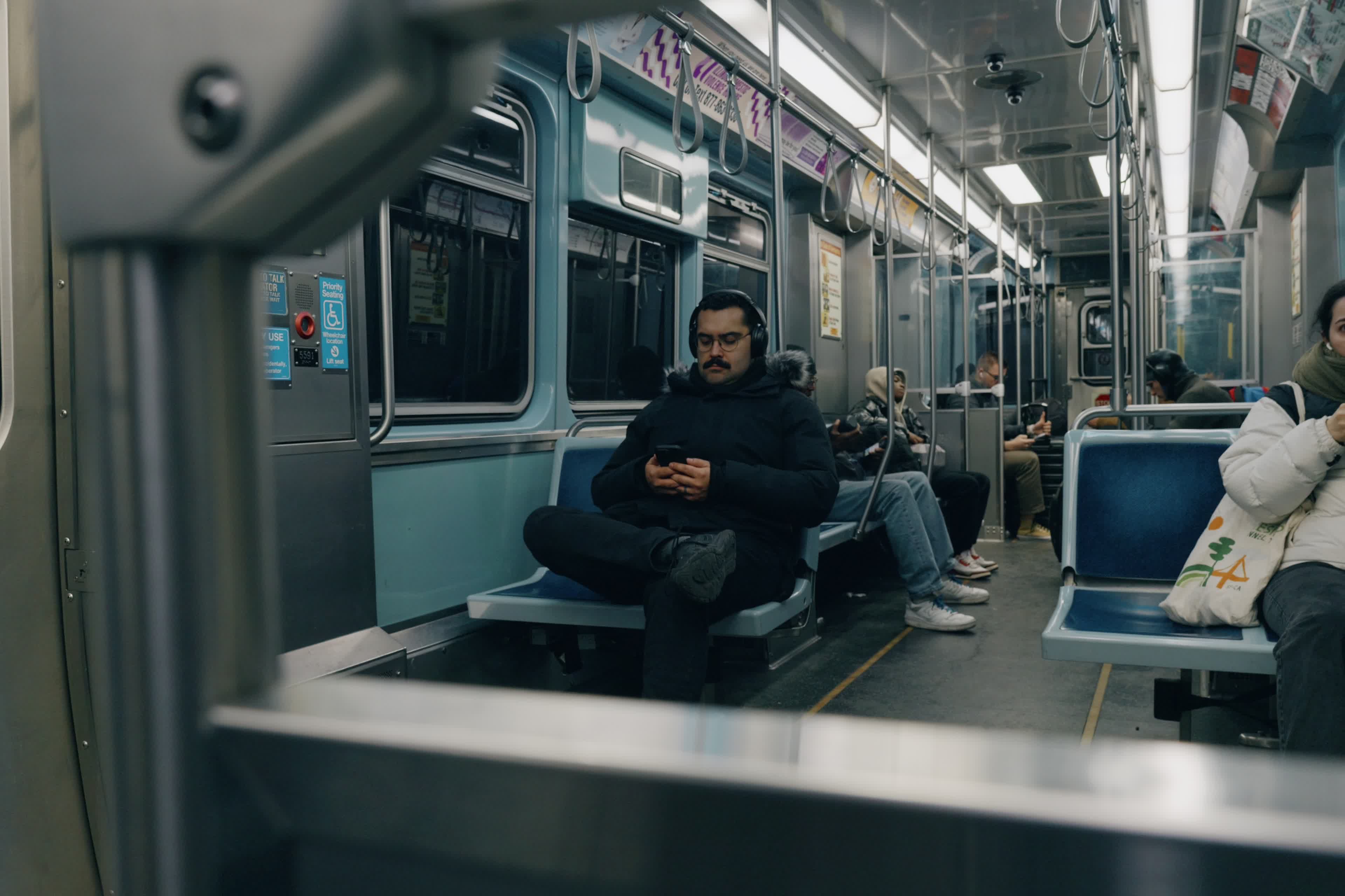 Quiet Winter Commute on Chicago Subway Train Free Stock Video Footage ...