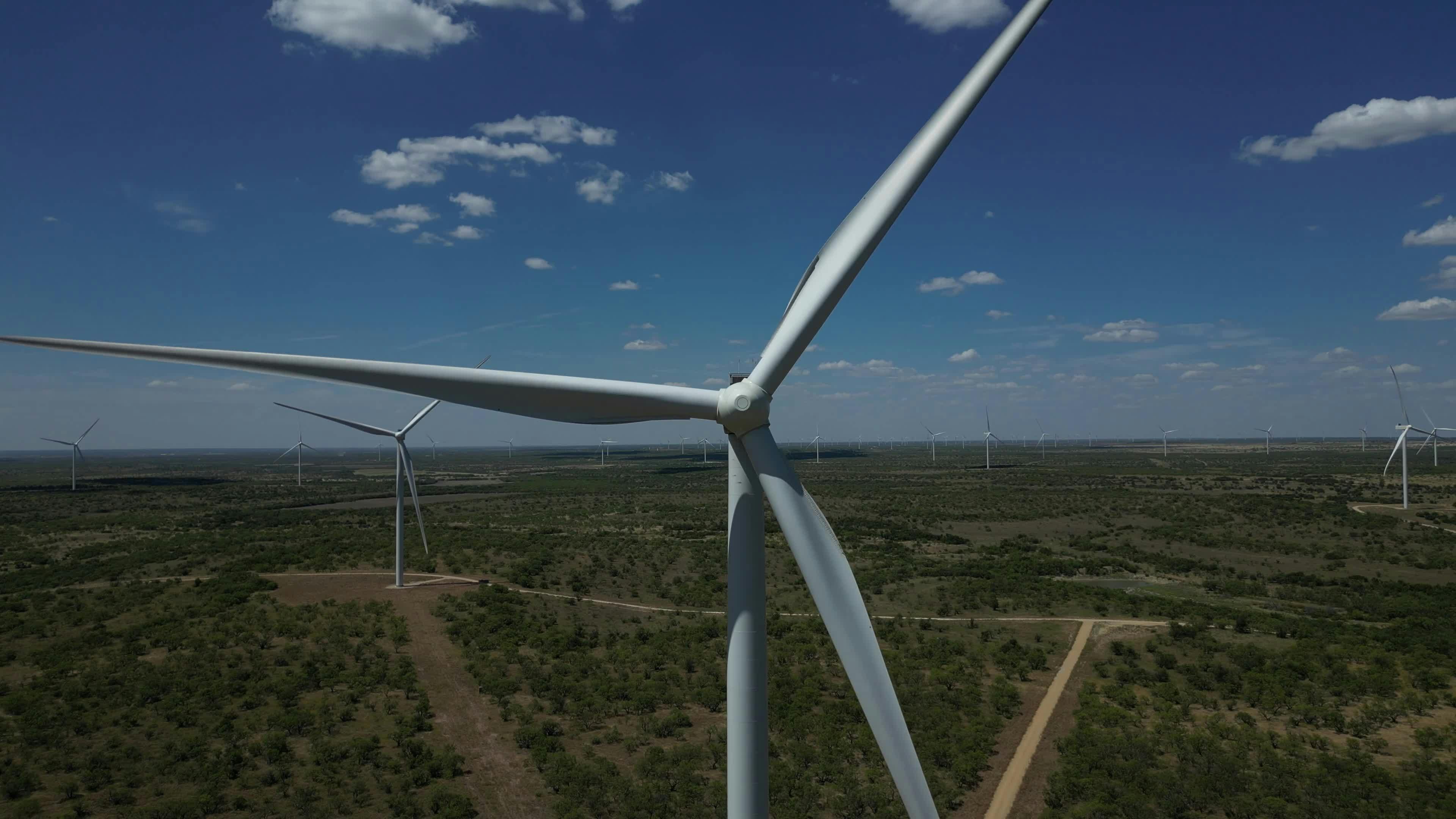 Aerial View of Spinning Wind Turbines Free Stock Video Footage, Royalty ...