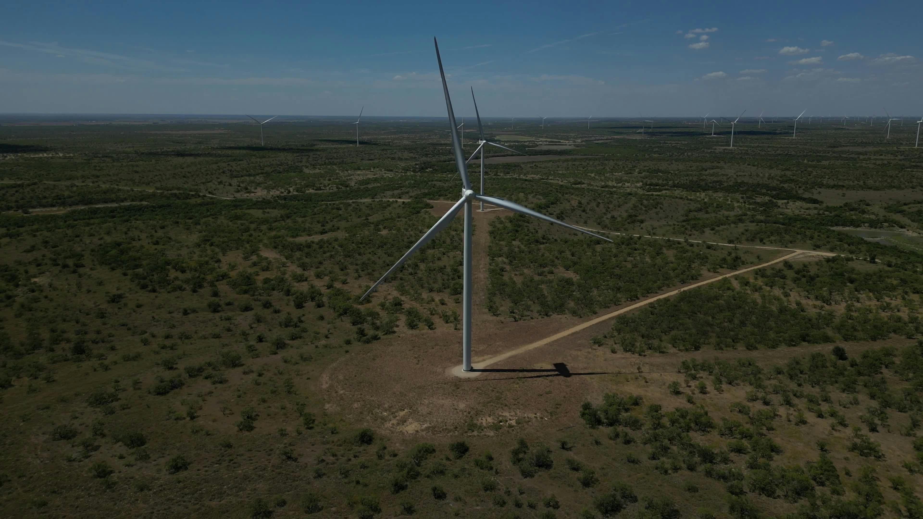 Aerial Footage of Remote Wind Turbine Park Free Stock Video Footage ...