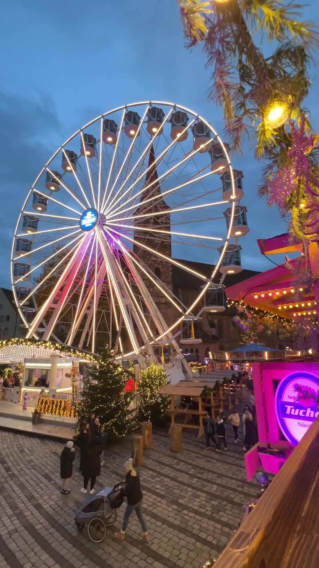 Festive Ferris Wheel and Christmas Tree Setup Free Stock Video Footage ...
