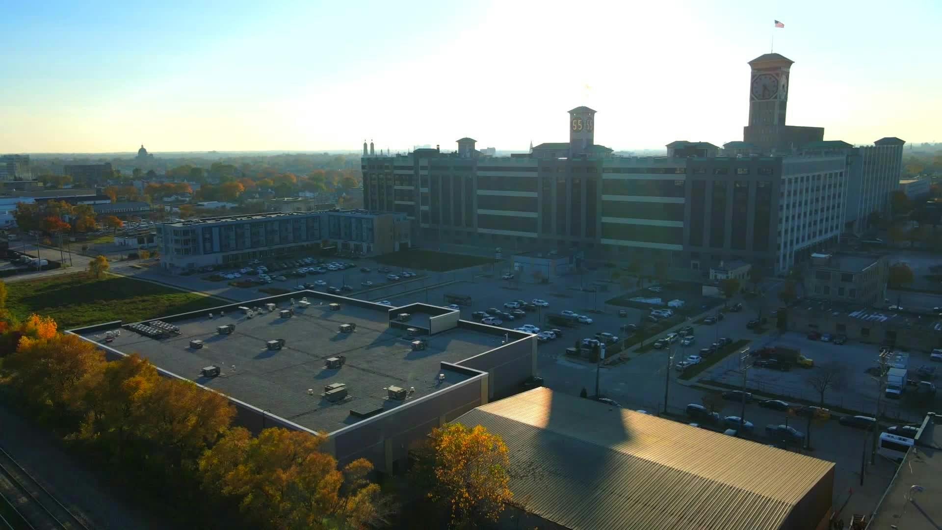 Aerial View of Milwaukee's Iconic Clocktower Free Stock Video Footage ...