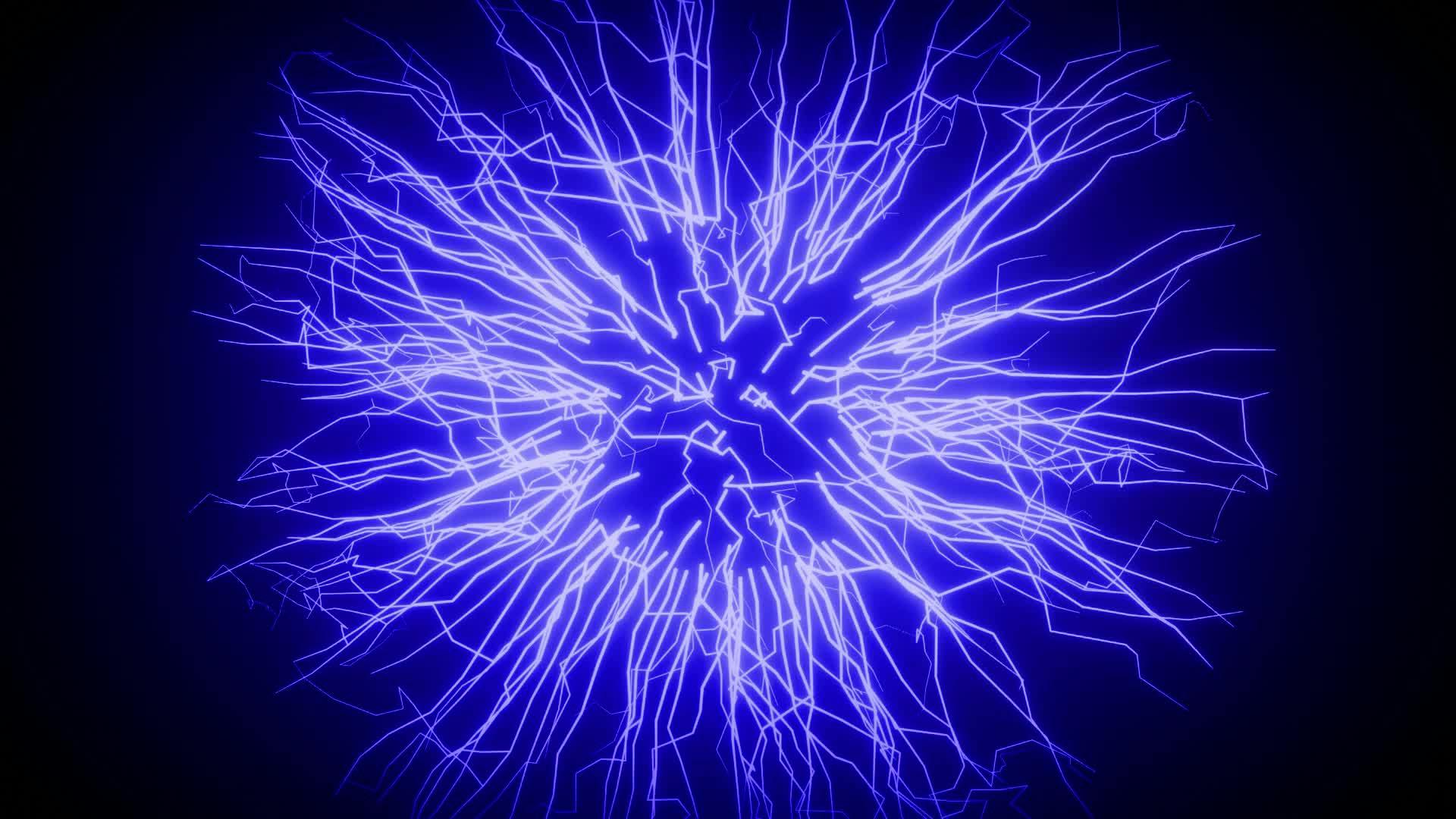 Electric Blue Lightning Energy Burst Animation Free Stock Video Footage ...