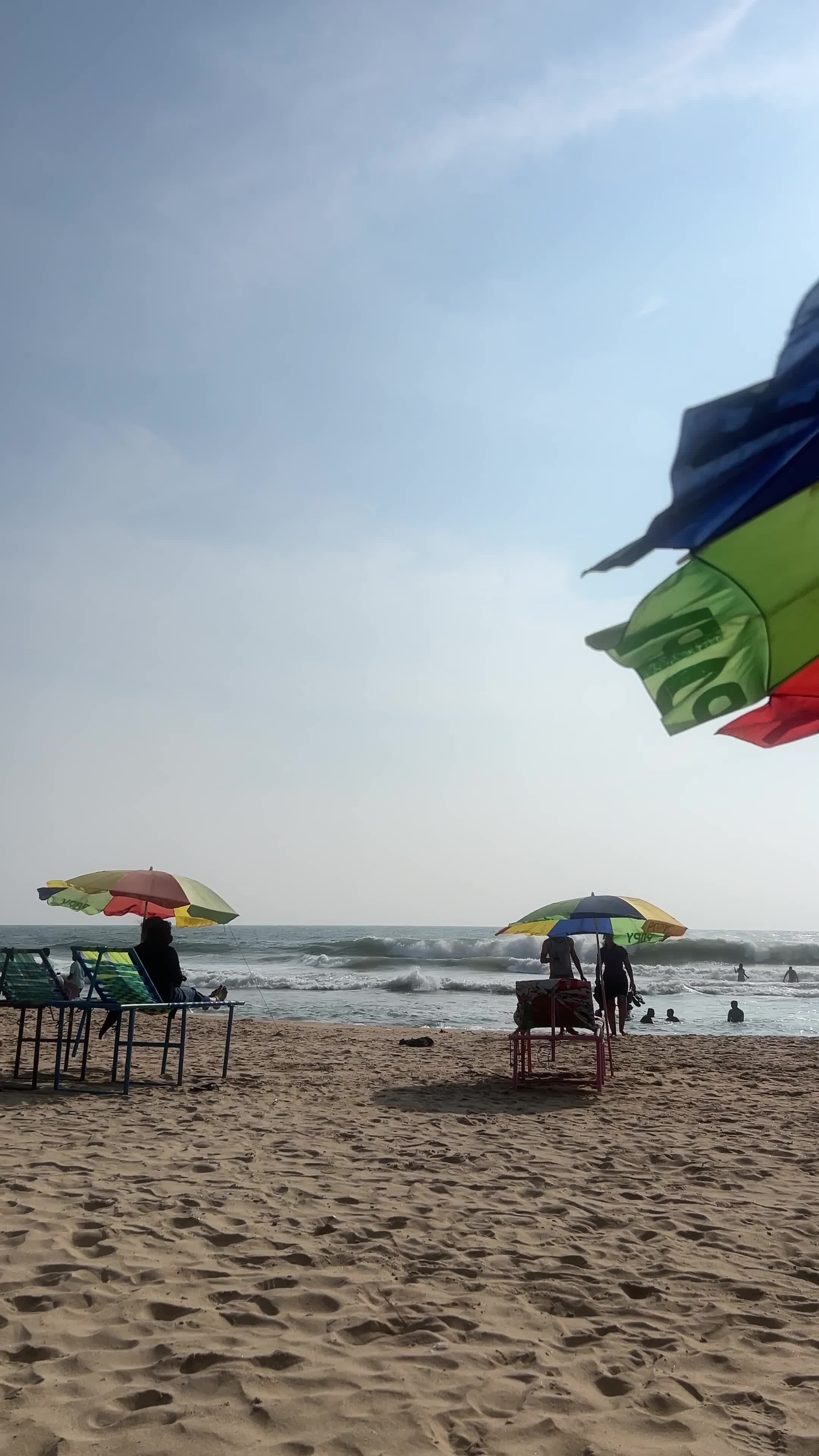 Relaxing Beach Scene with Colorful Umbrellas Free Stock Video Footage ...