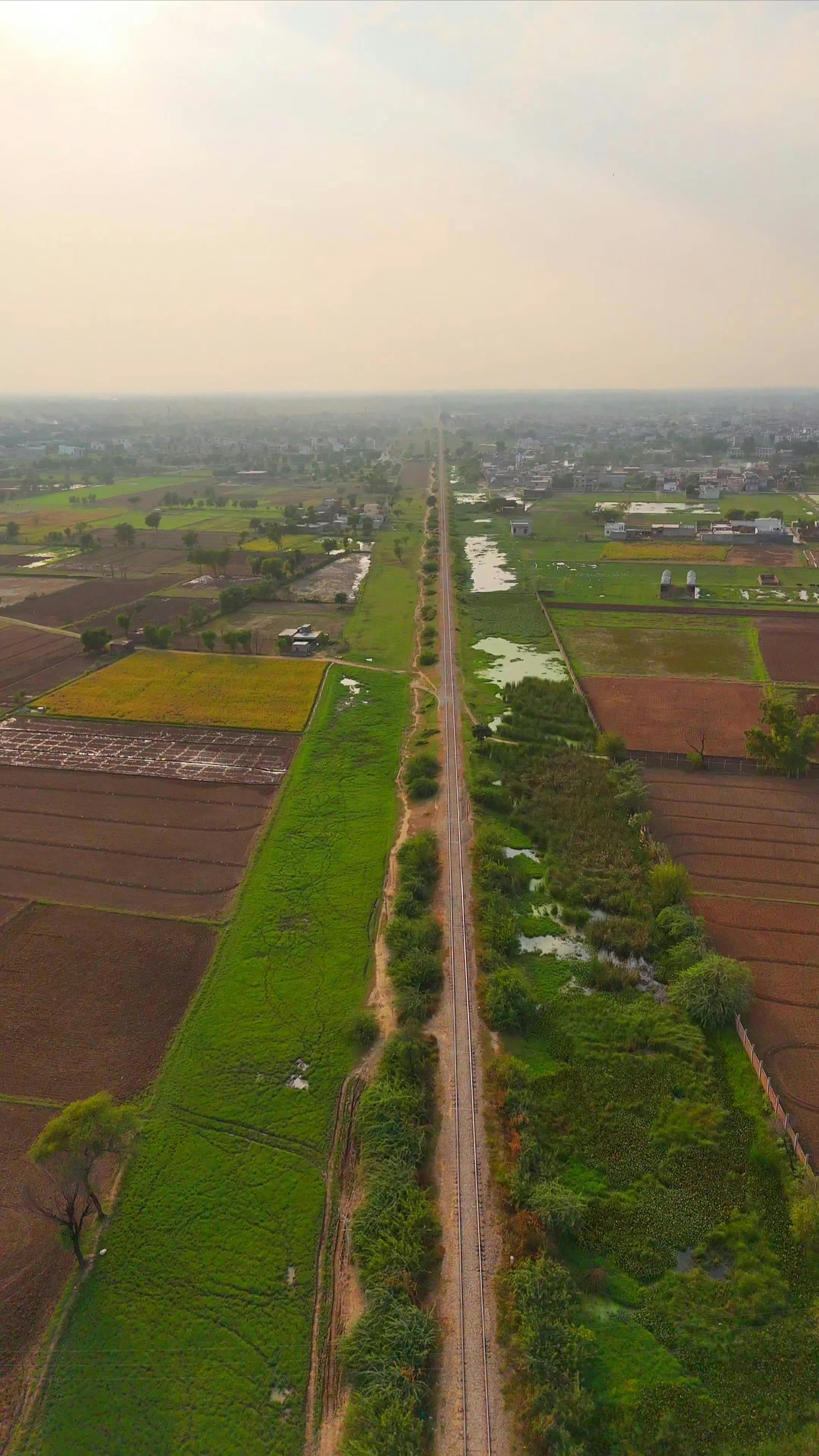 Aerial View of Rural Railway in Dinga, Pakistan Free Stock Video ...