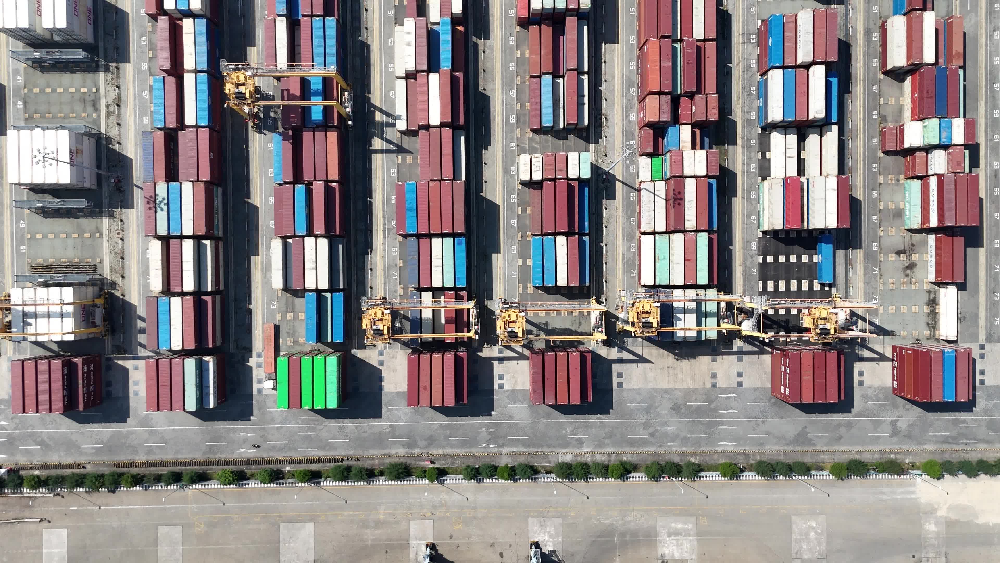 Aerial View of Shipping Containers in Port Free Stock Video Footage ...