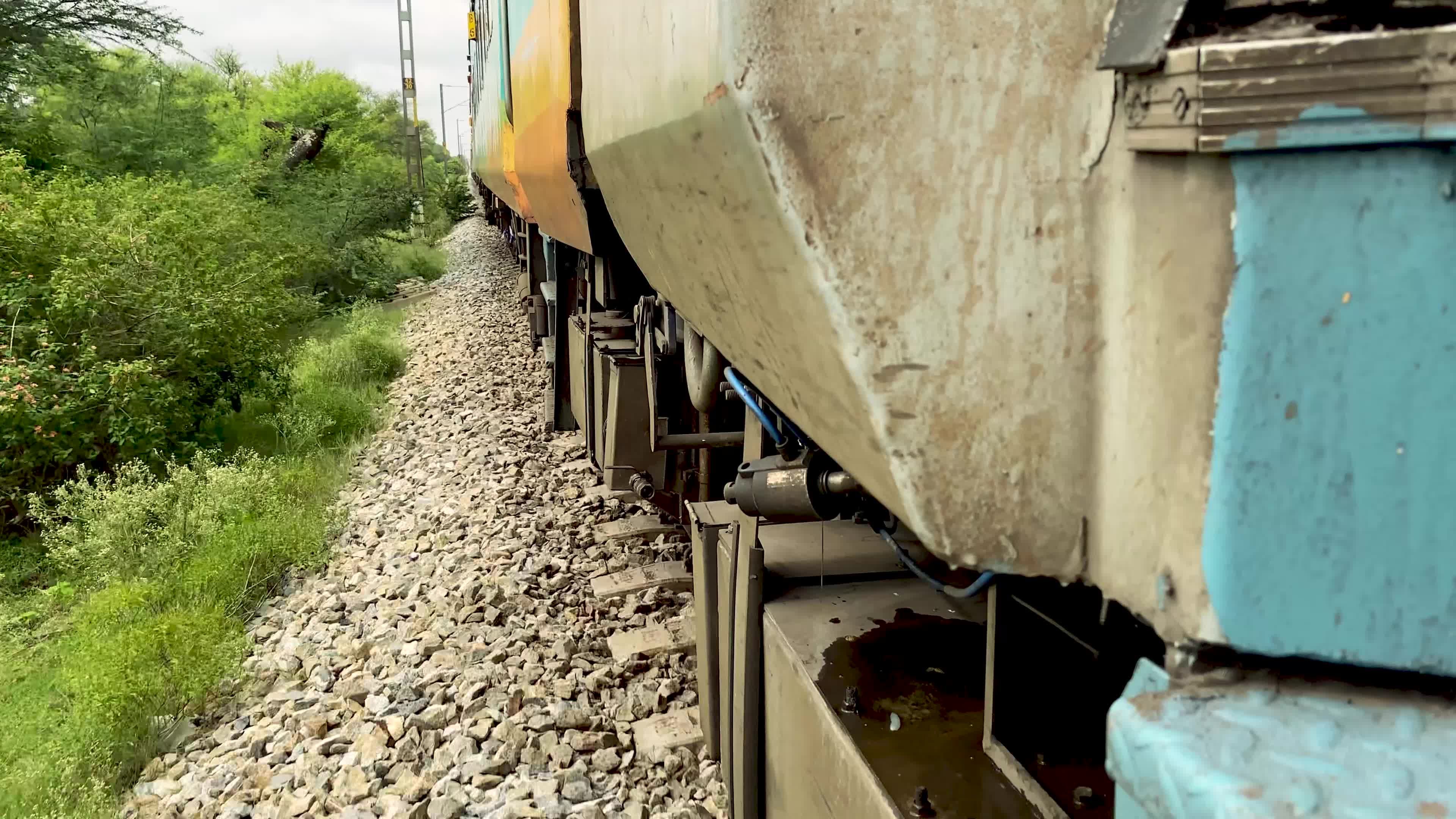 Indian Freighter Train Journey Through Lush Landscapes Free Stock Video ...