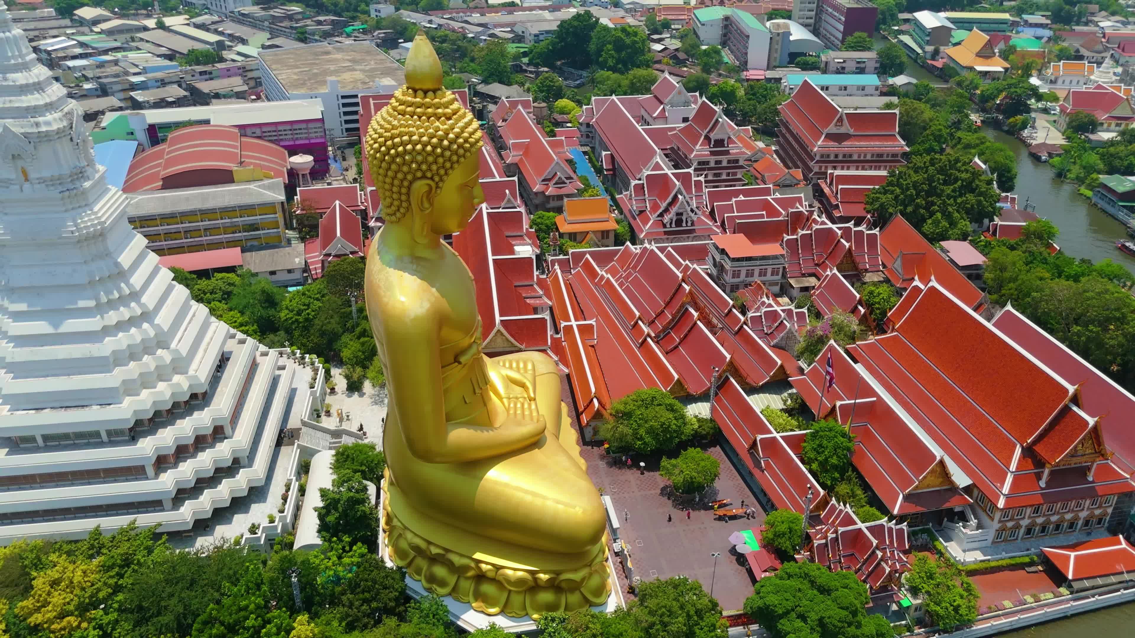 Aerial View of Wat Paknam Phasi Charoen Temple Free Stock Video Footage ...