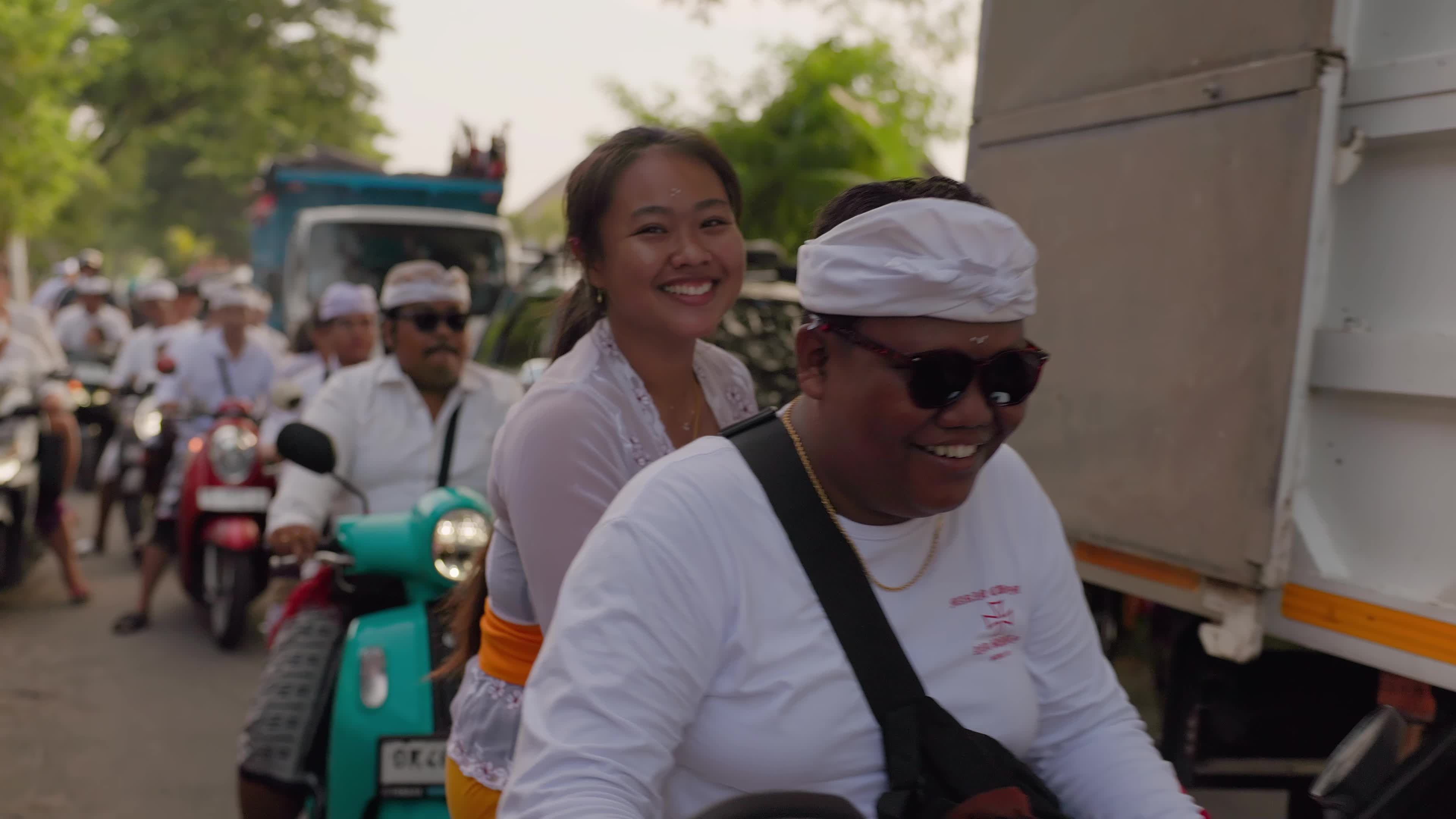 Cultural Motorcycle Parade in a Festive Setting Free Stock Video ...