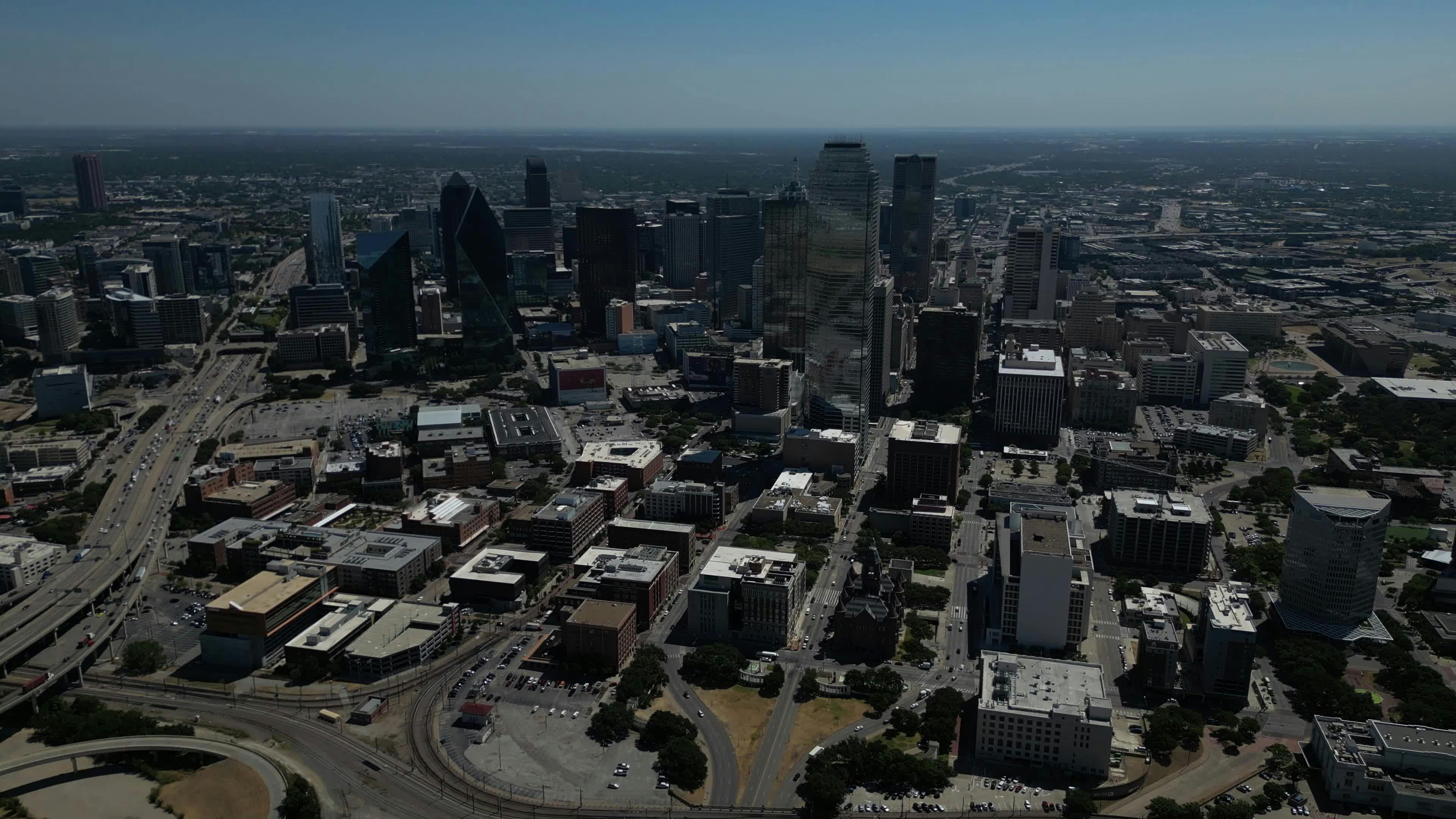 Aerial View of Dallas Skyline at Daytime Free Stock Video Footage ...