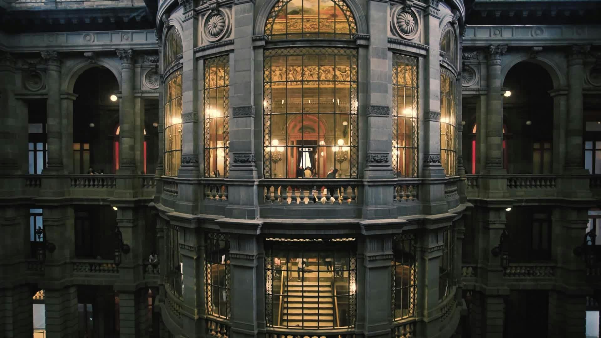 Elegant Historic Building Interior at Night Free Stock Video Footage ...