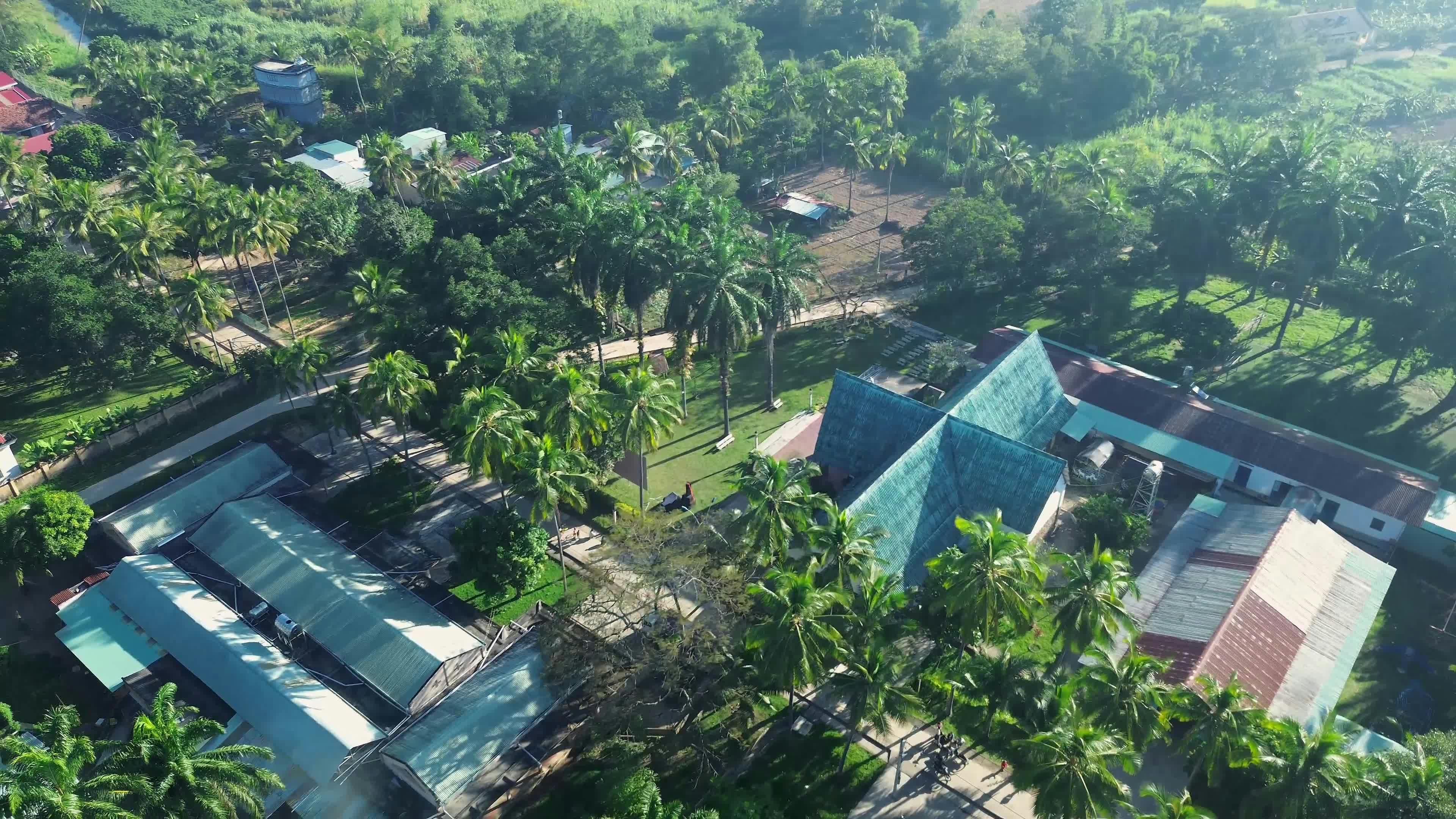 Aerial View of Kon Tum Church and Surroundings Free Stock Video Footage ...