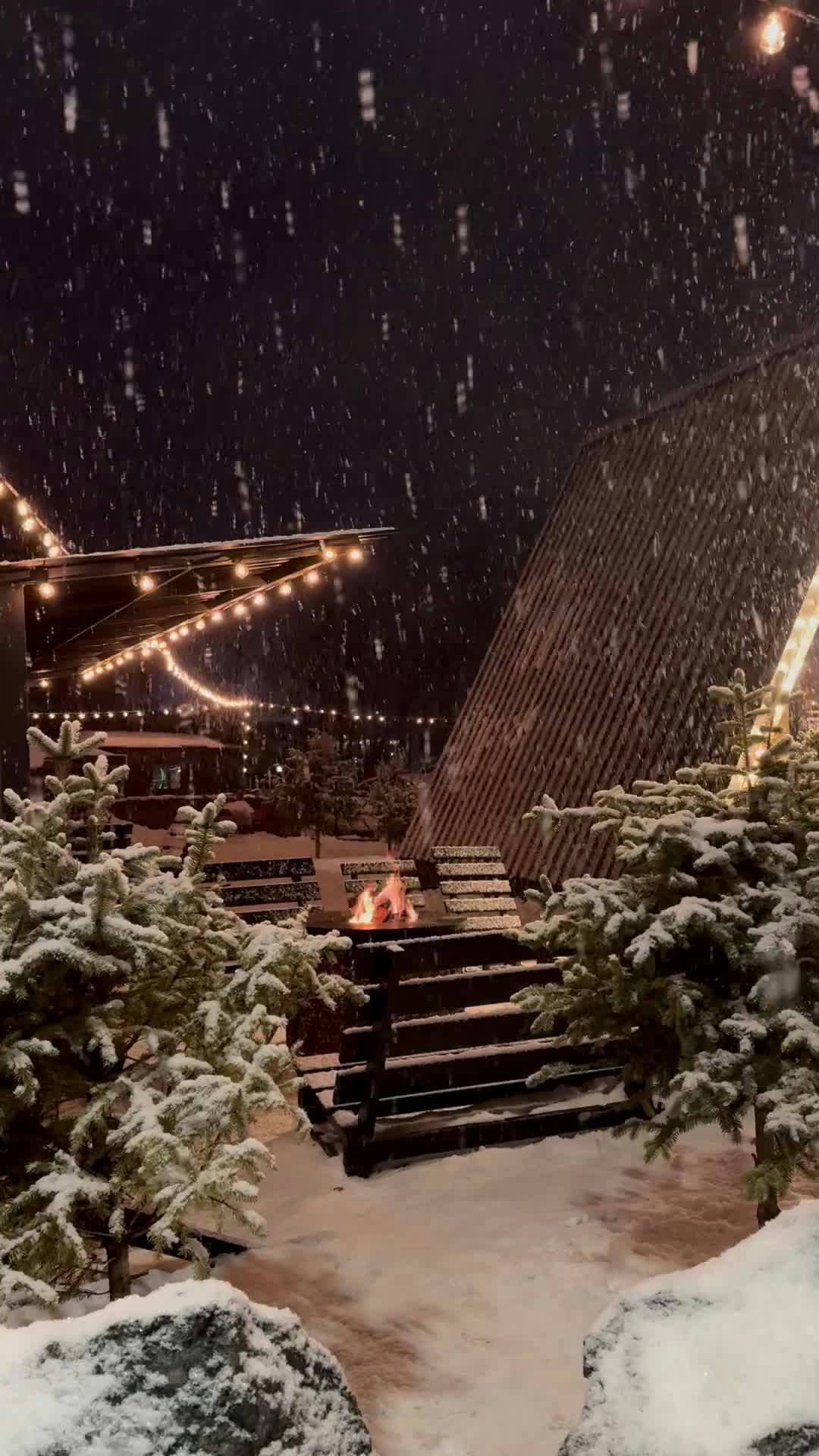 Cozy Winter Night with Falling Snow Free Stock Video Footage, Royalty ...