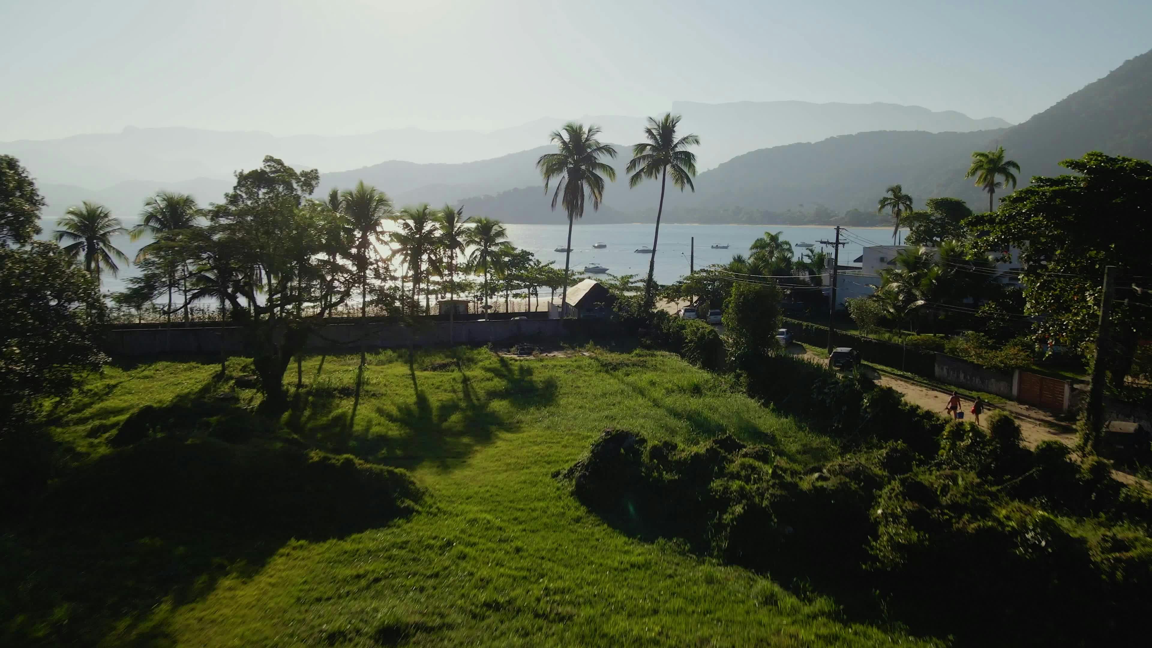 Scenic Beachfront Aerial View at Sunrise Free Stock Video Footage ...
