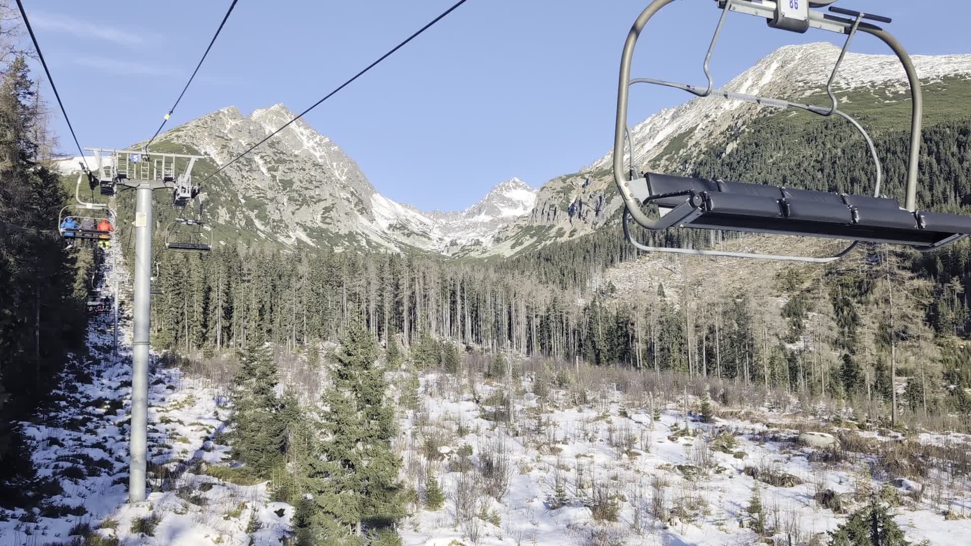 Scenic Ski Lift Ride Through Snowy Mountains Free Stock Video Footage ...