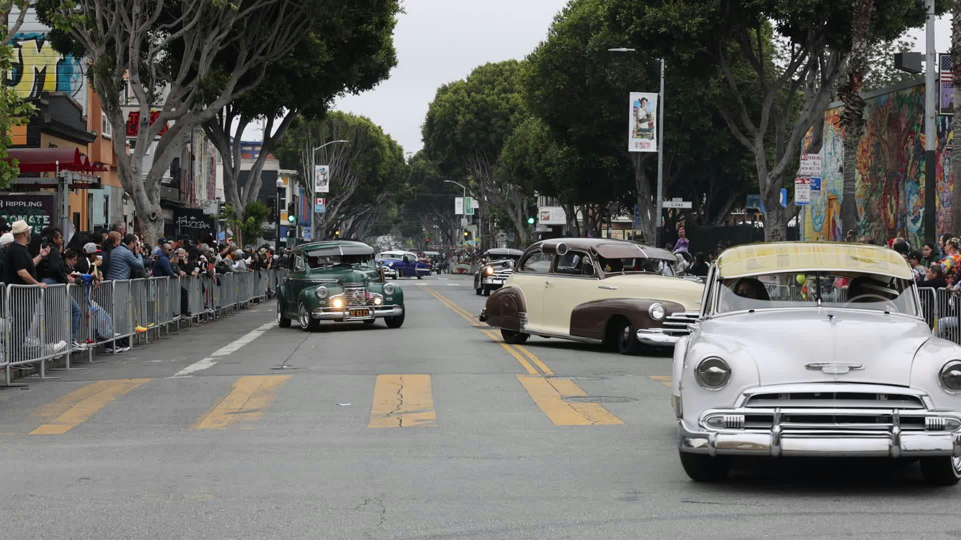 Classic Car Parade on Urban Street Free Stock Video Footage, Royalty ...