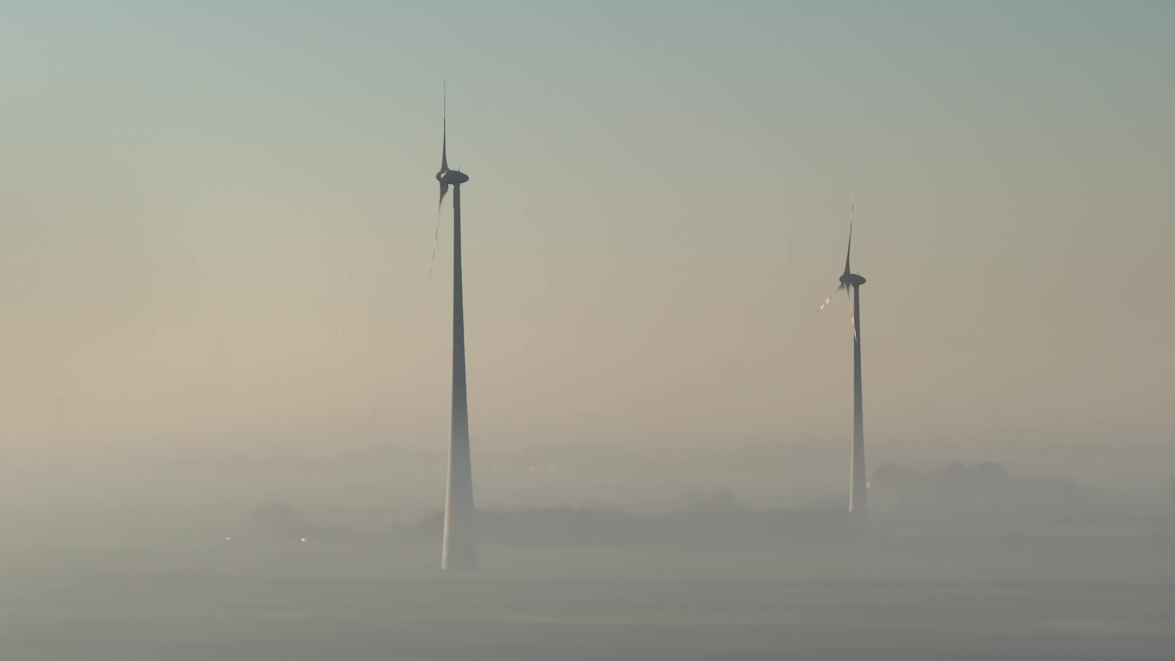 Wind Turbines in Foggy Countryside Landscape Free Stock Video Footage ...