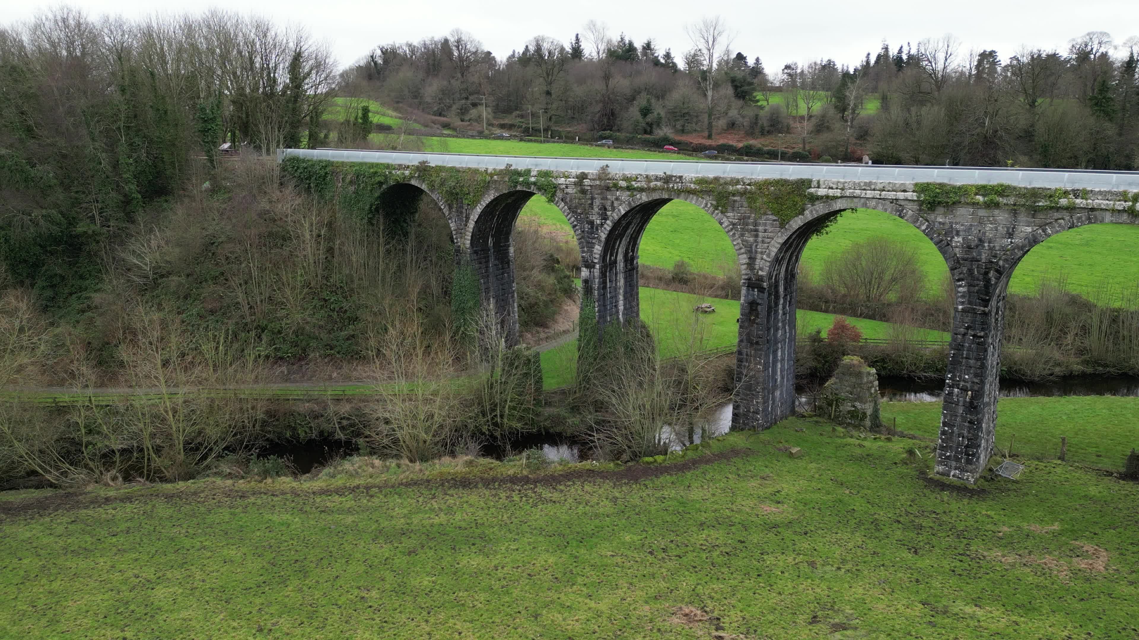 Stunning Aerial View of Ireland's Borris Viaduct Free Stock Video ...