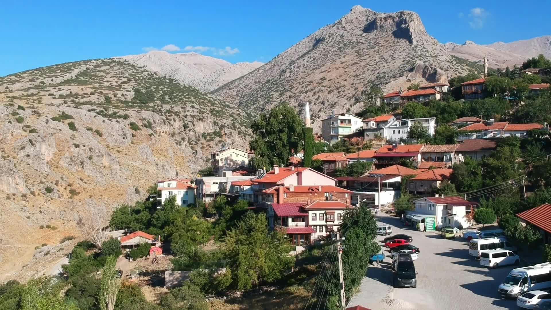 Scenic Aerial View of Traditional Turkish Village Free Stock Video ...