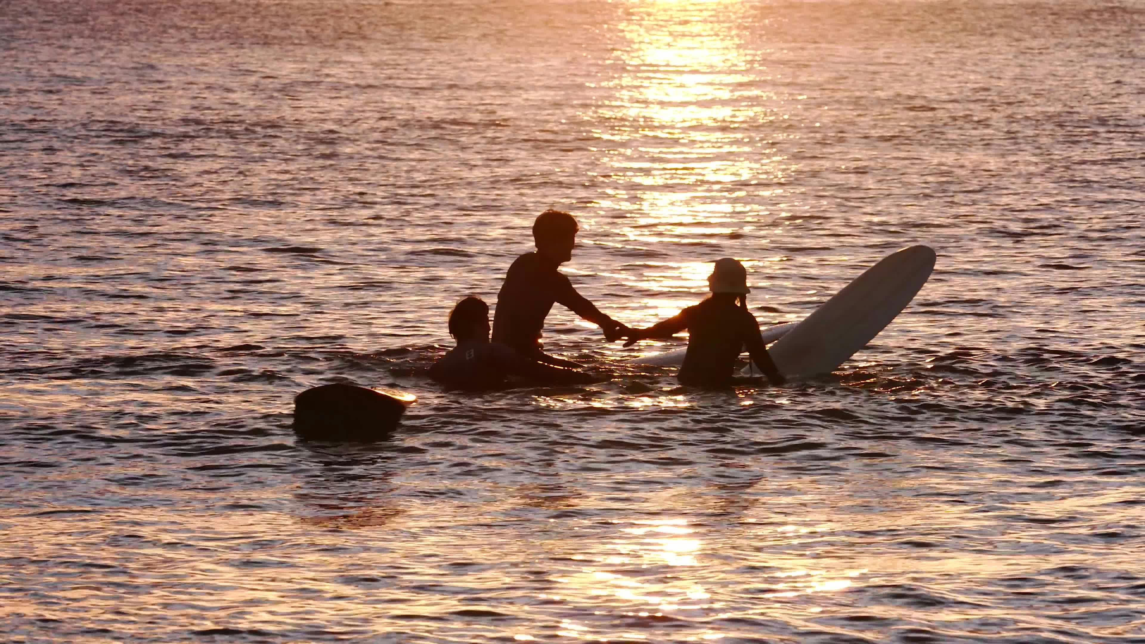Family Surfing at Sunset on Ocean Waves Free Stock Video Footage ...