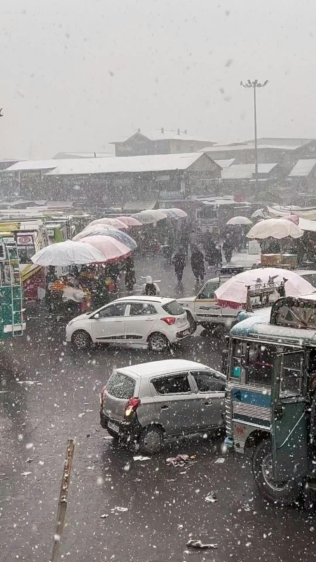 Busy Market Street in Winter Snowfall Free Stock Video Footage, Royalty ...