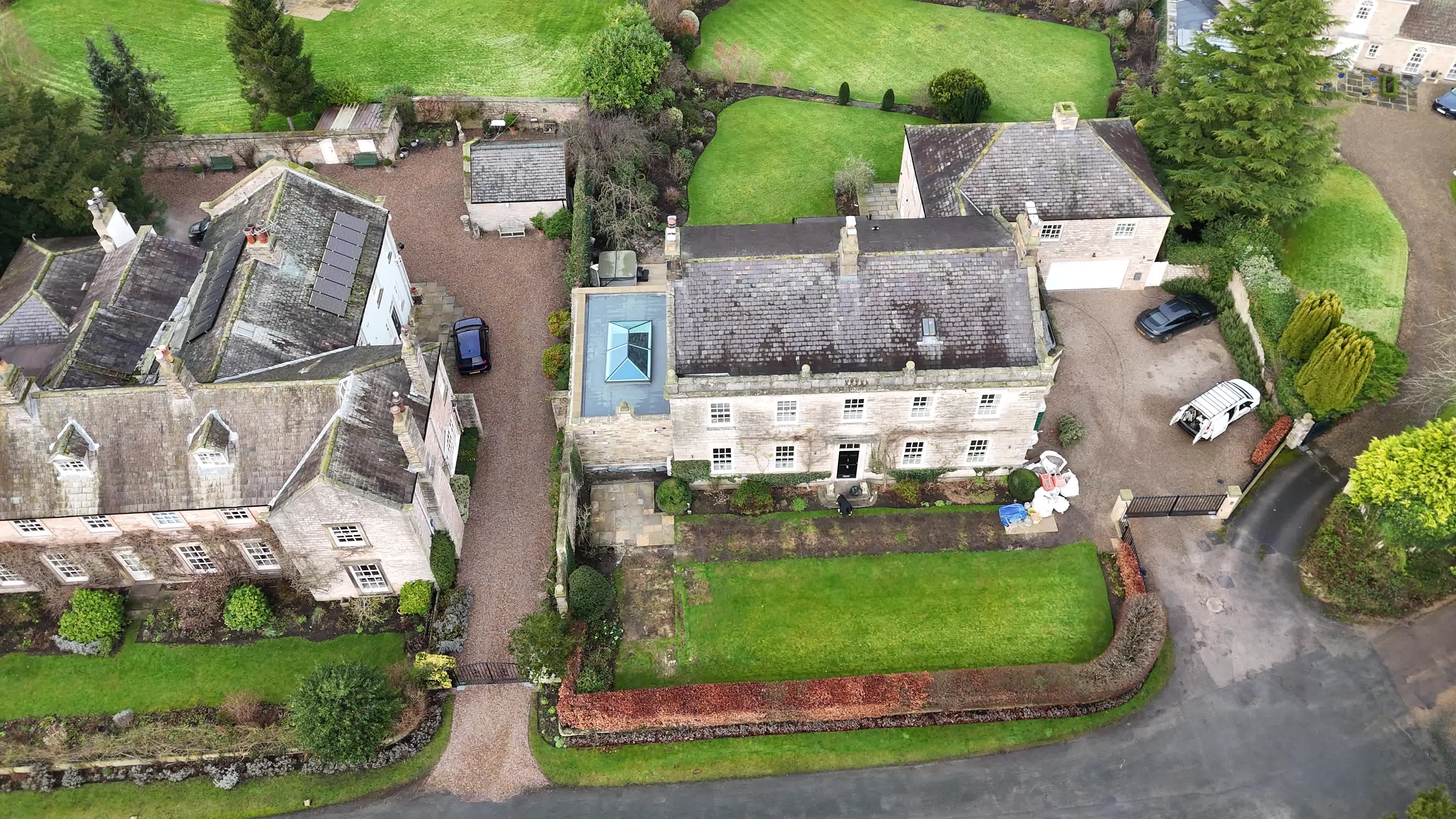 Aerial View of Quaint English Countryside Estate Free Stock Video ...