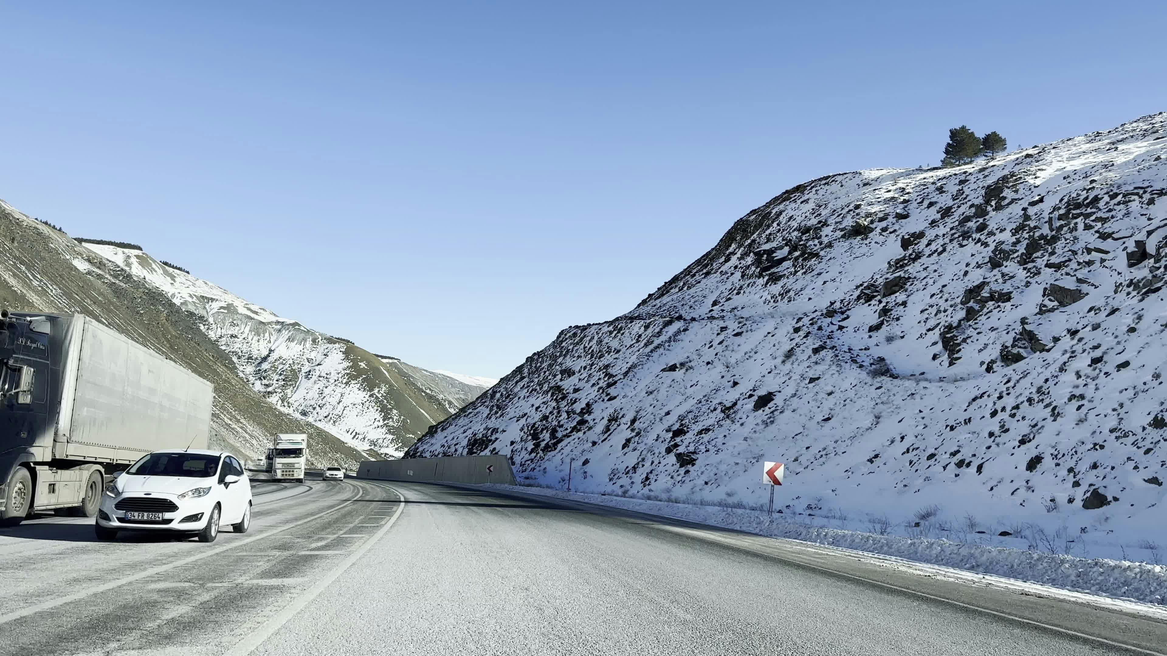 Scenic Winter Drive through Snowy Mountain Highway Free Stock Video ...