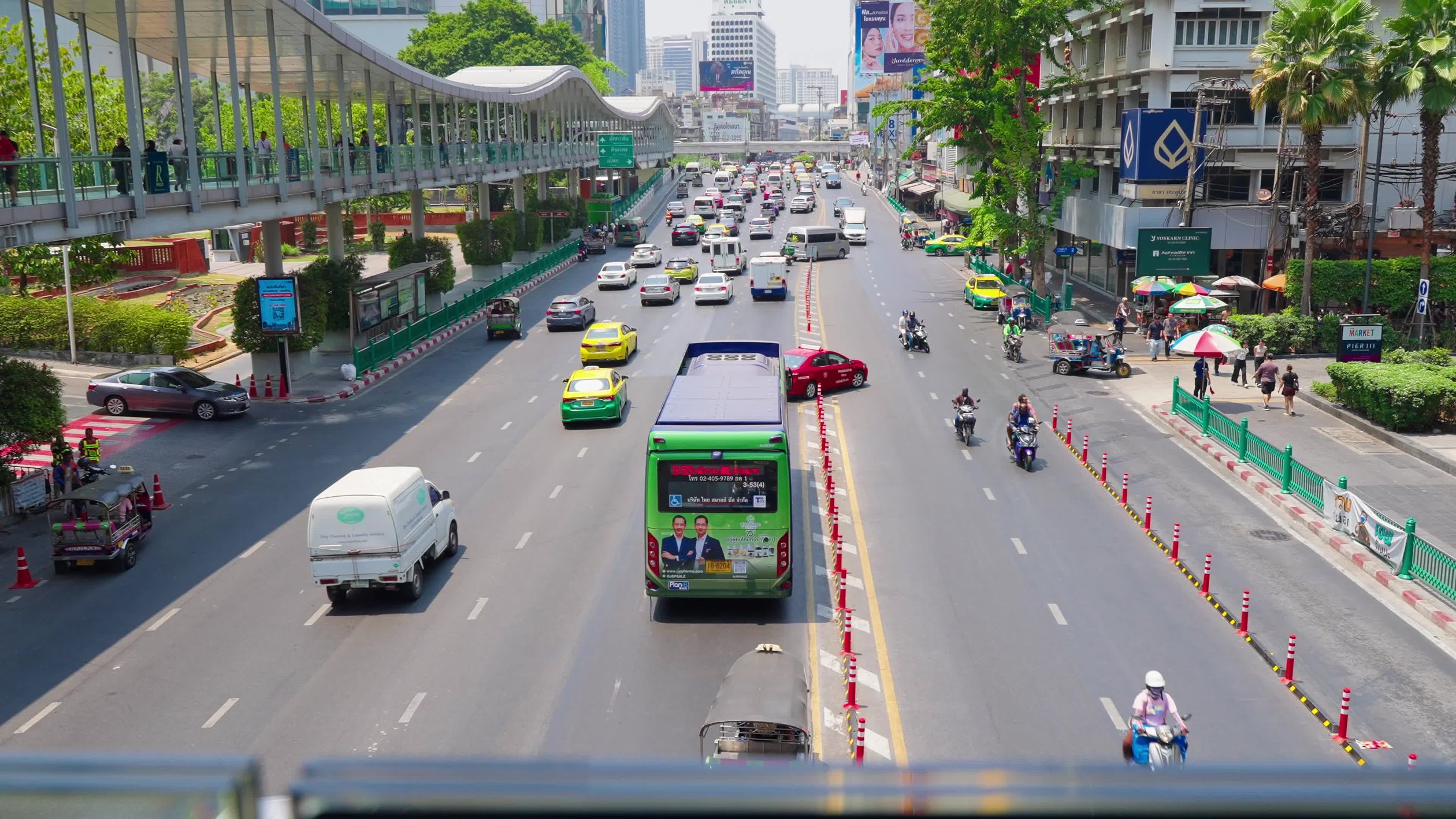 Vibrant Bangkok Cityscape with Busy Traffic Free Stock Video Footage ...