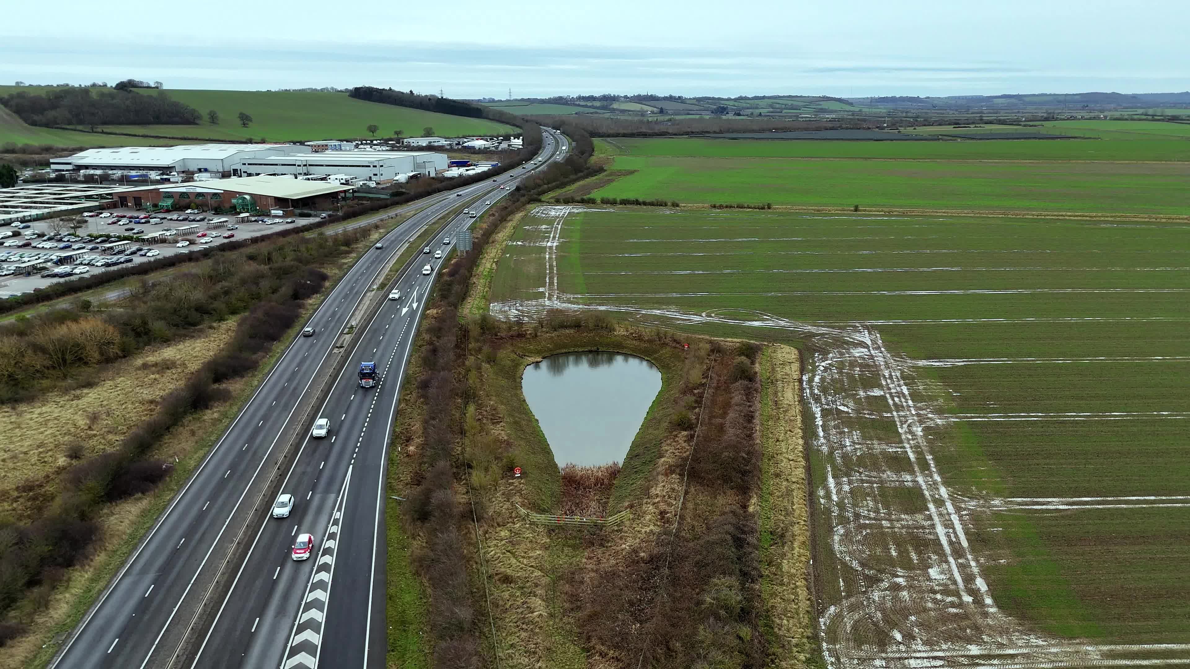 Aerial View of Countryside Highway and Fields Free Stock Video Footage ...