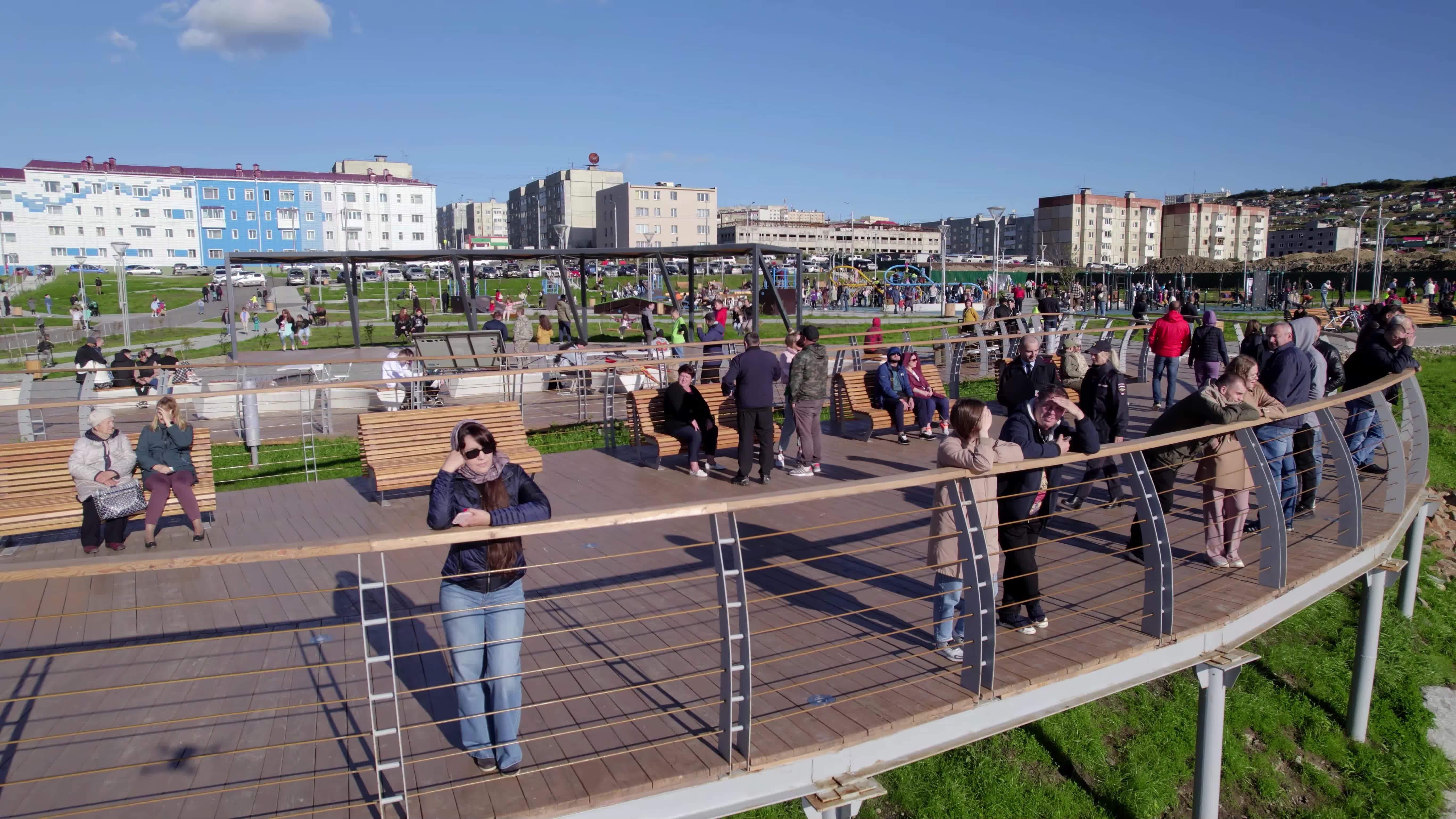 Urban Boardwalk Scene with Diverse Crowd Free Stock Video Footage ...
