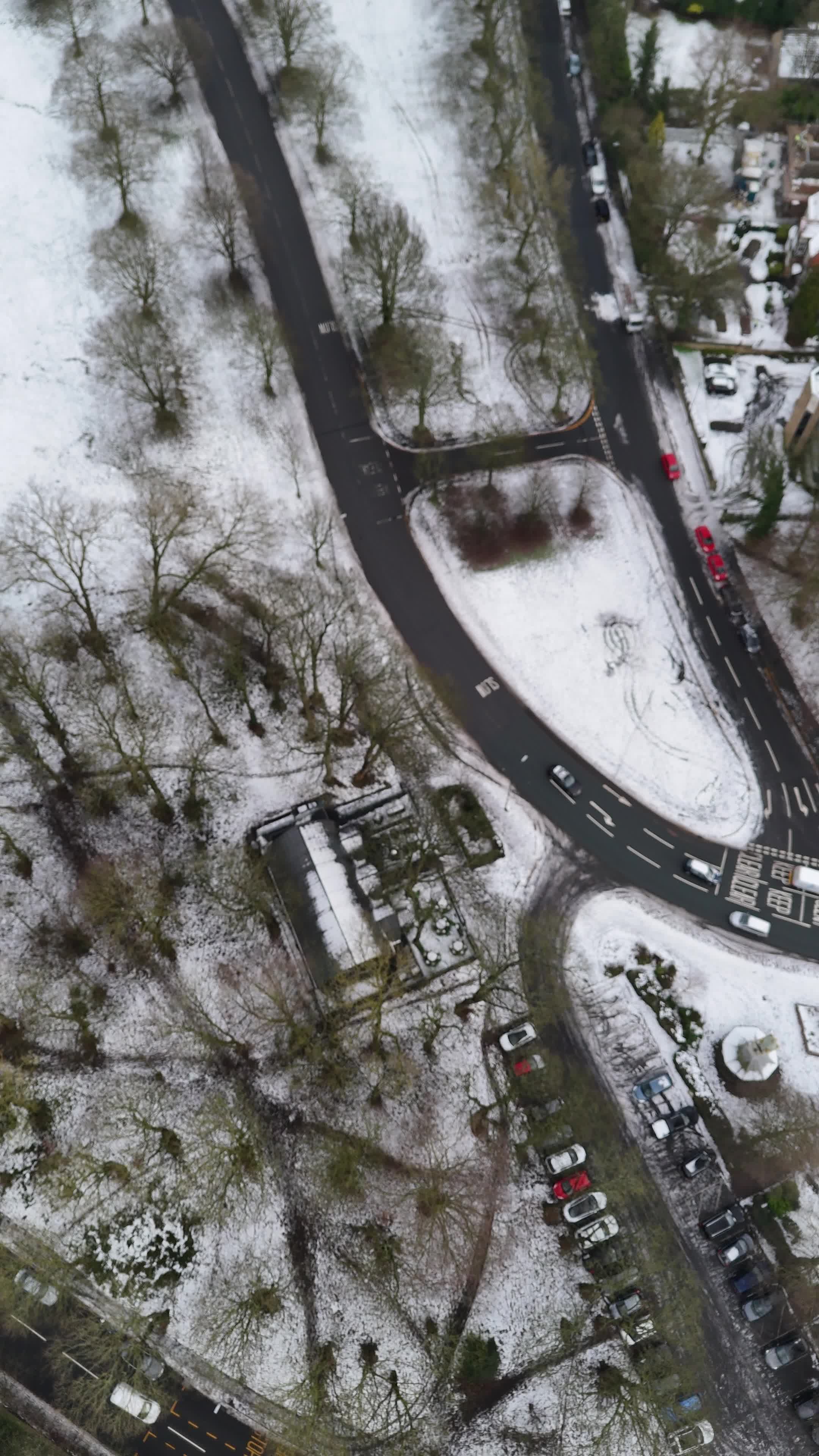 Aerial Winter Landscape with Snow-Covered Roads Free Stock Video ...