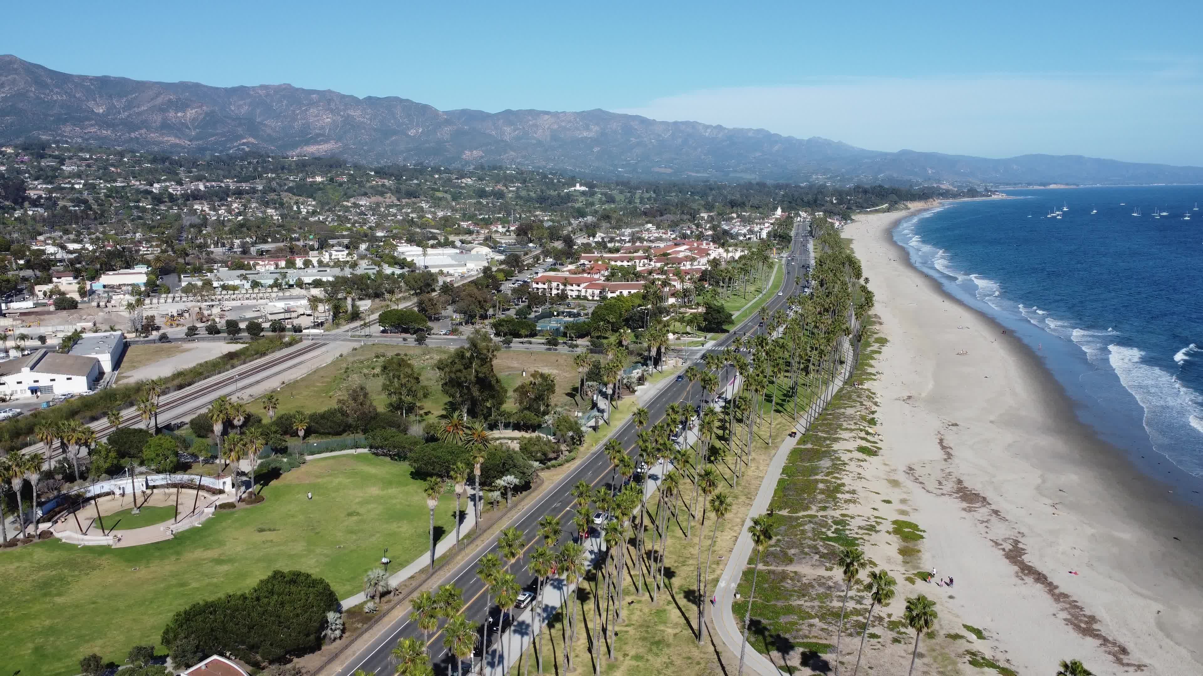 Aerial View of Santa Barbara Beachfront Free Stock Video Footage ...