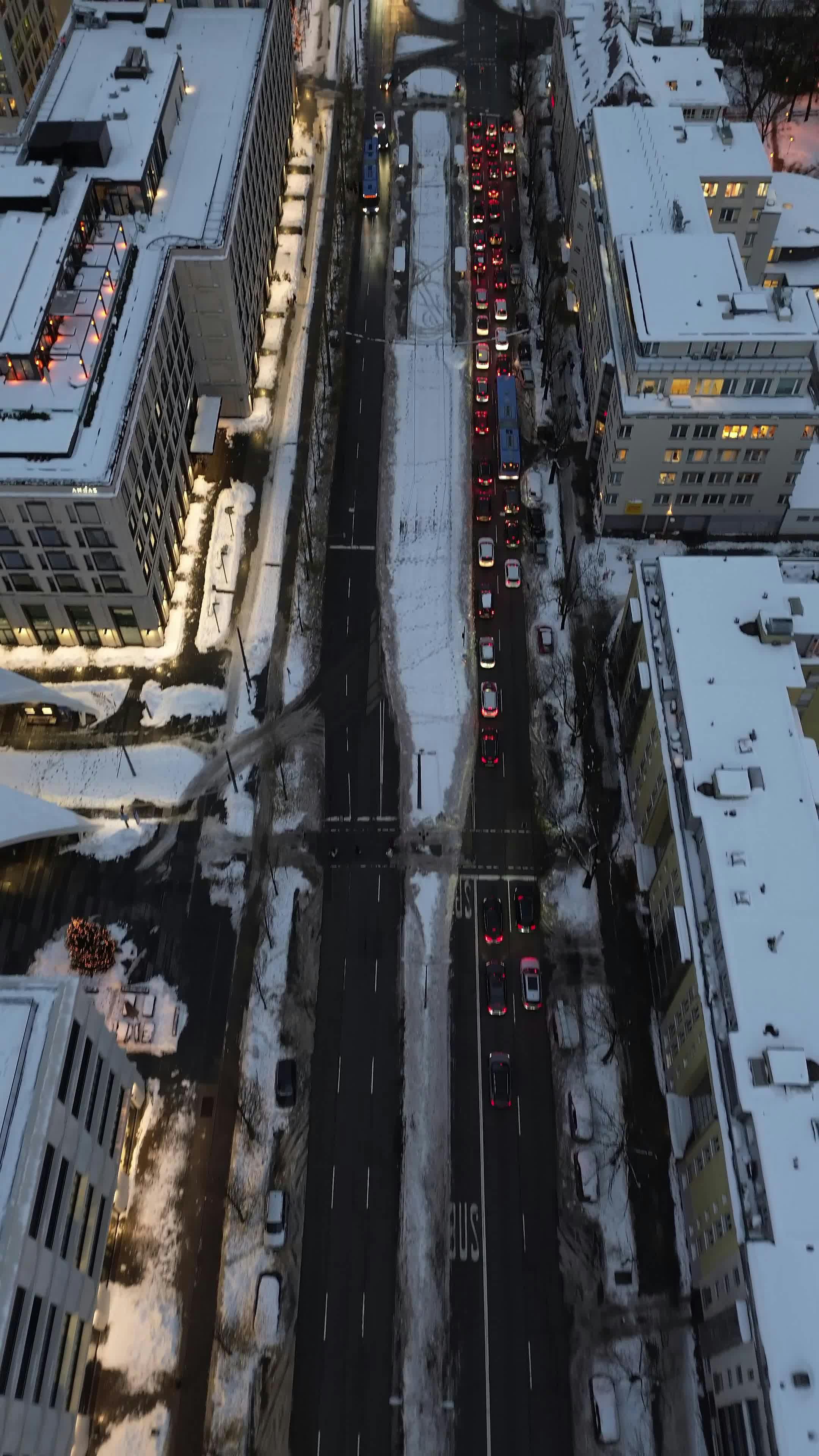 Aerial View of Snowy Winter Night in Bitola Free Stock Video Footage ...