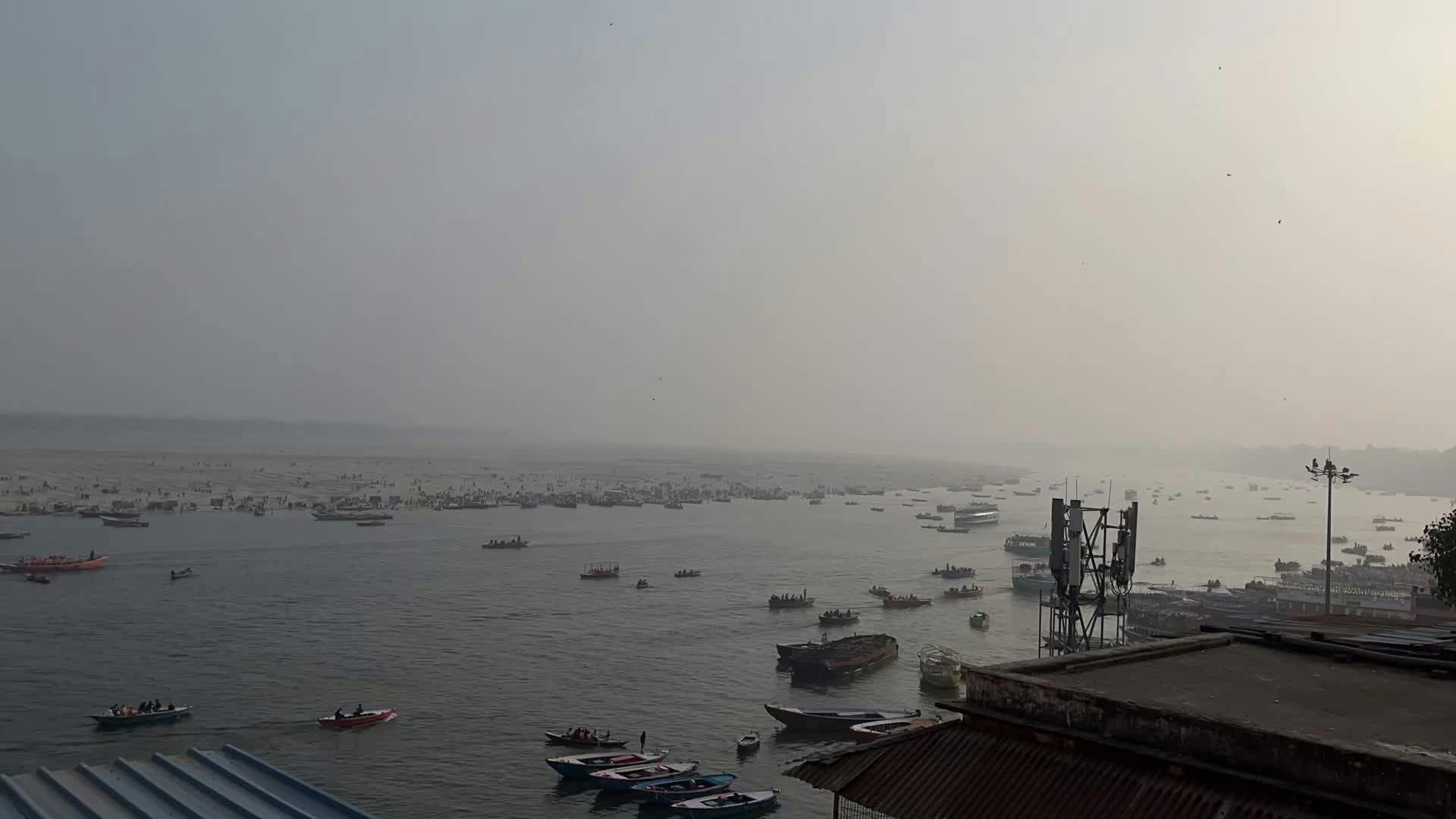 Scenic Aerial View of Ganges River in India Free Stock Video Footage ...