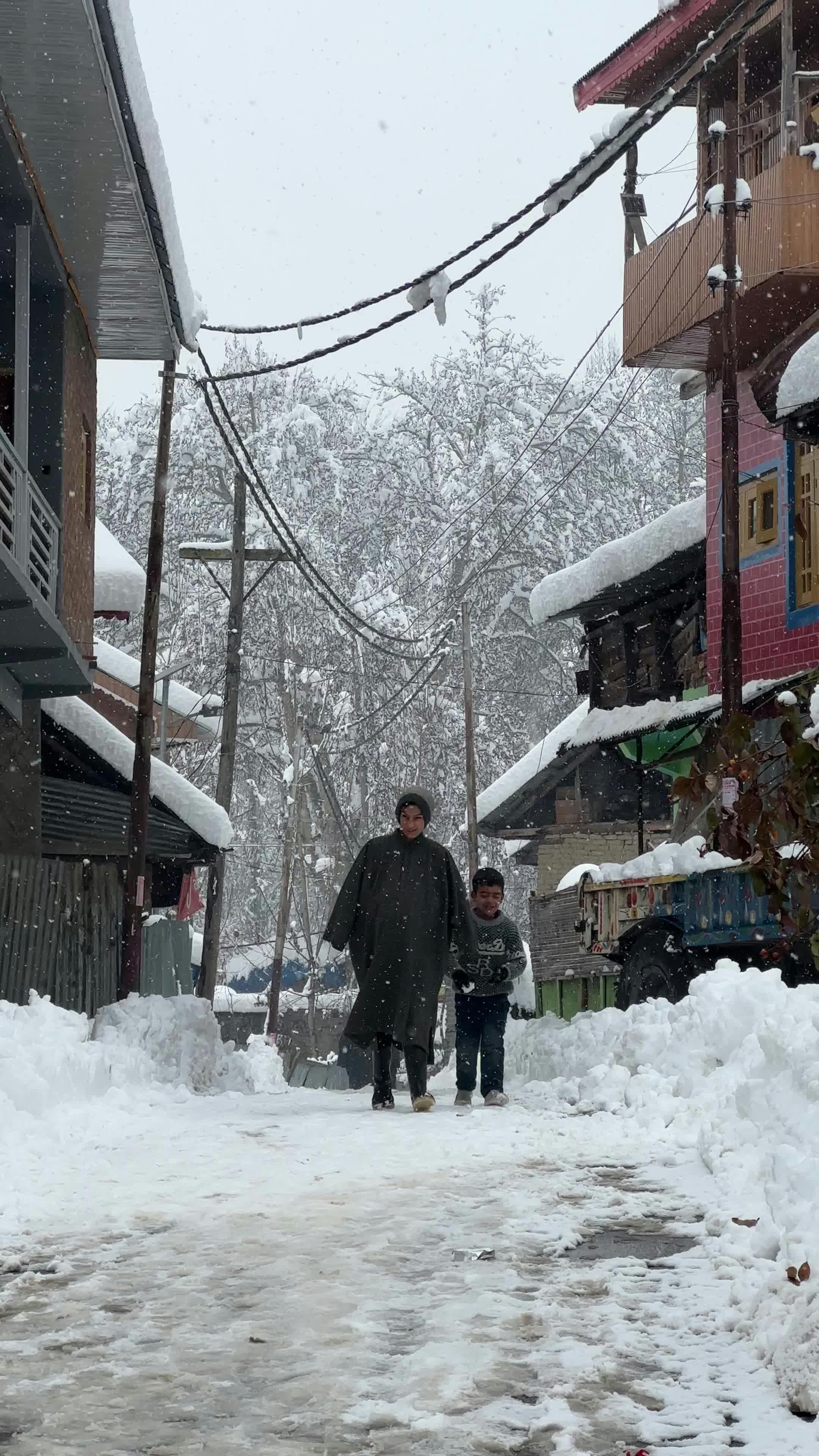 Snowy Winter Stroll in Kashmir Free Stock Video Footage, Royalty-Free 4K & HD Video Clip