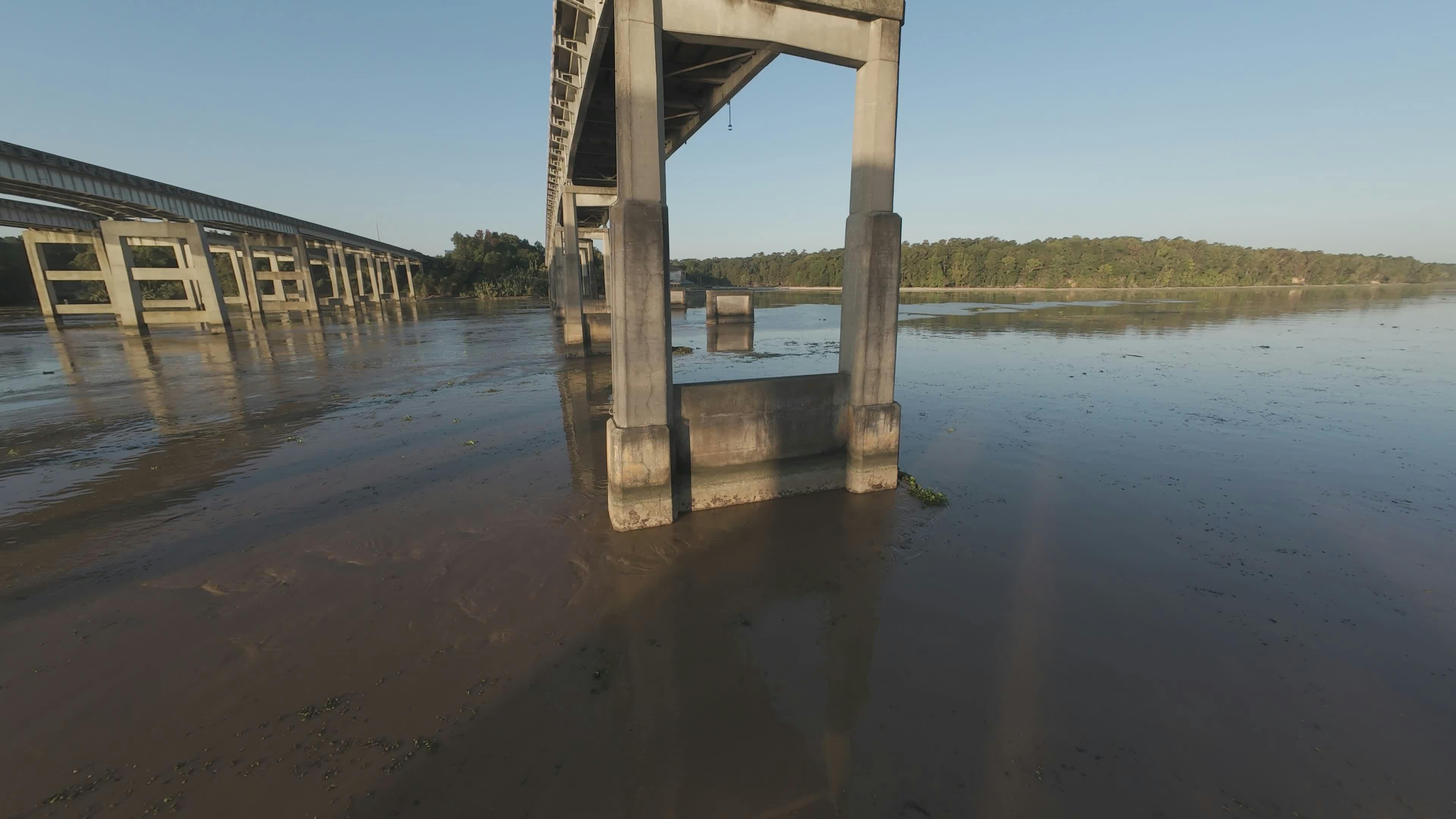 Scenic Drone Footage of River Bridge at Sunset Free Stock Video Footage ...