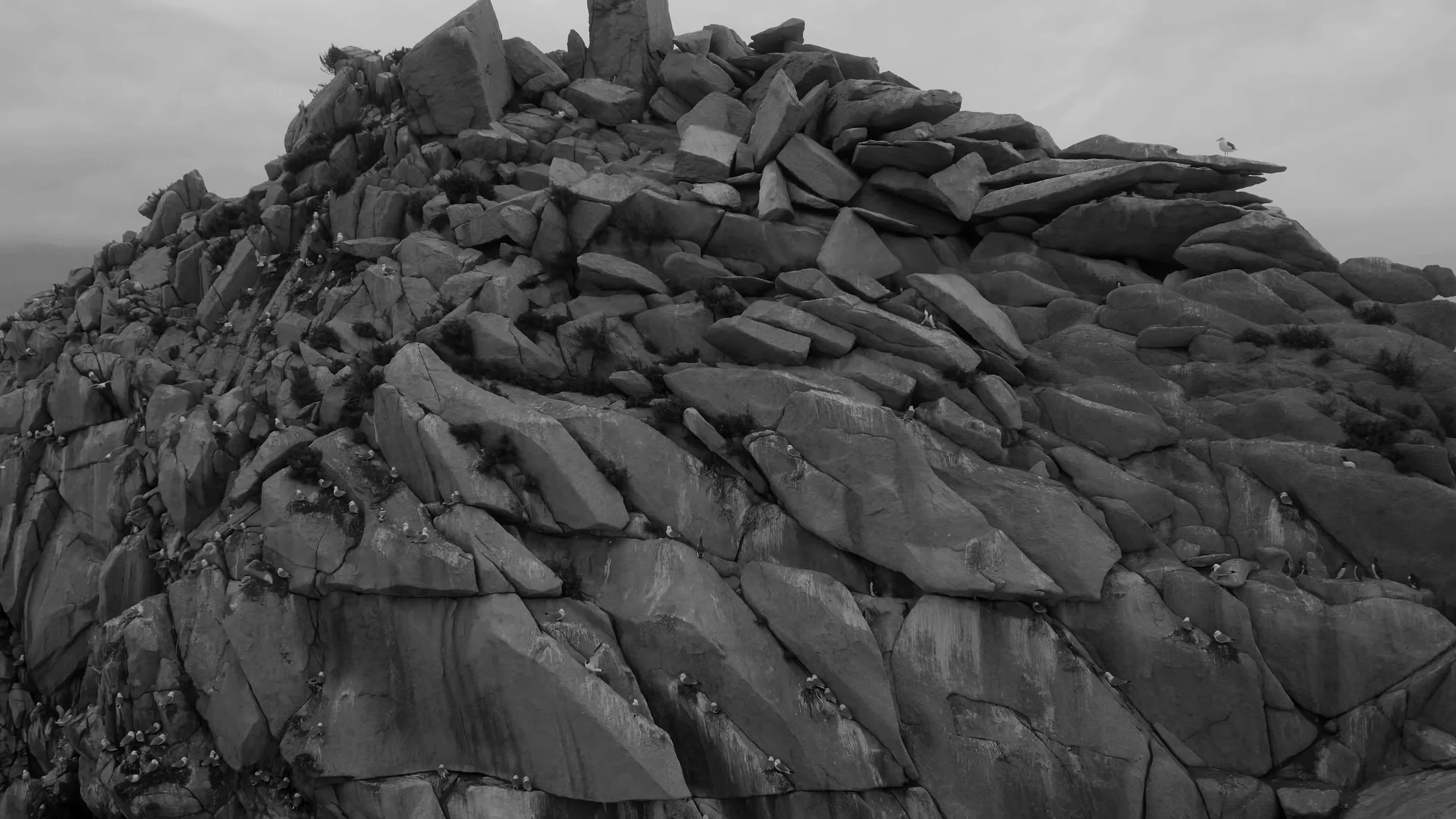 Dramatic Aerial View of Rocky Seaside Cliff Free Stock Video Footage ...