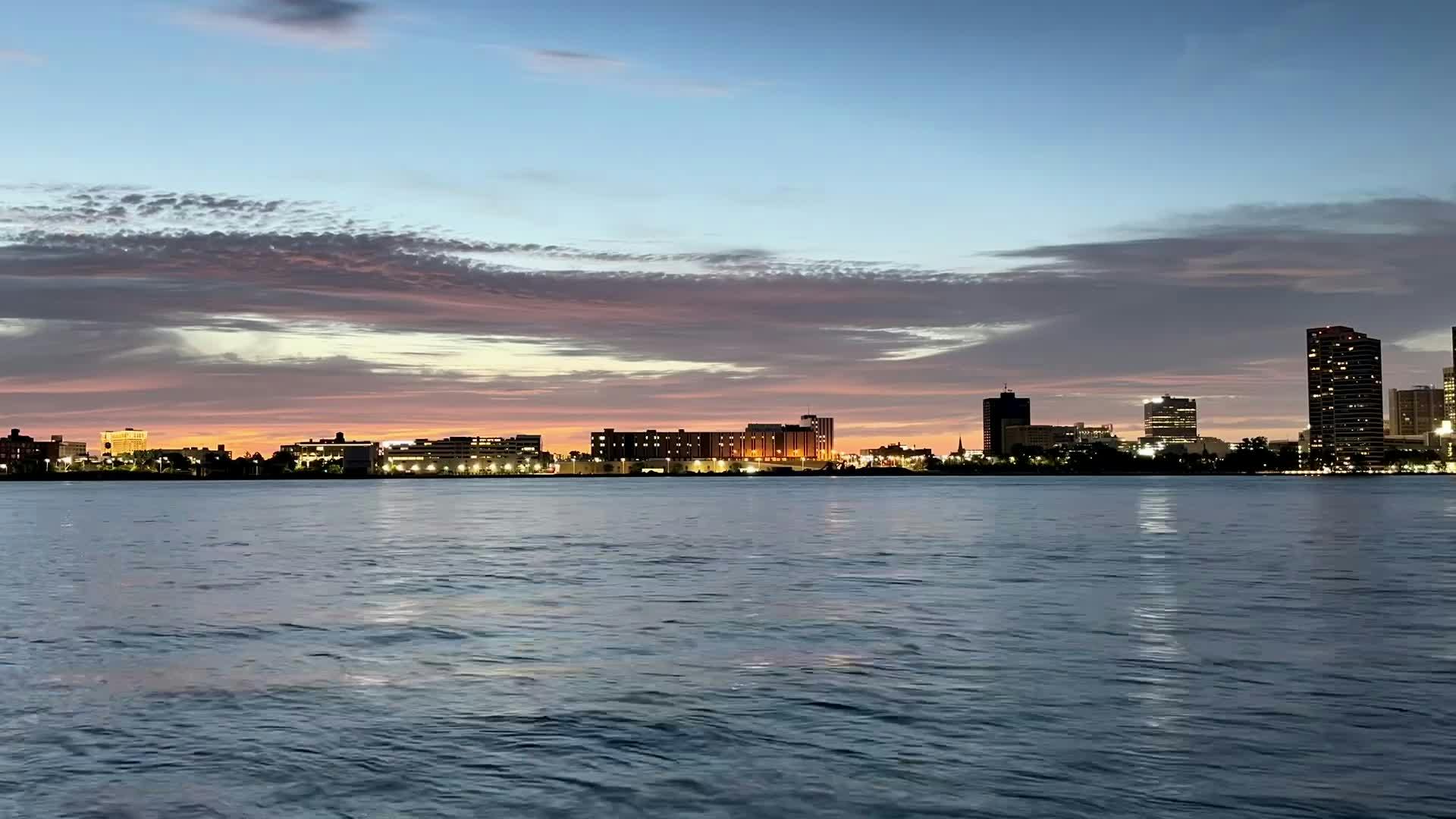Stunning Sunset Over Urban Waterfront Skyline Free Stock Video Footage ...